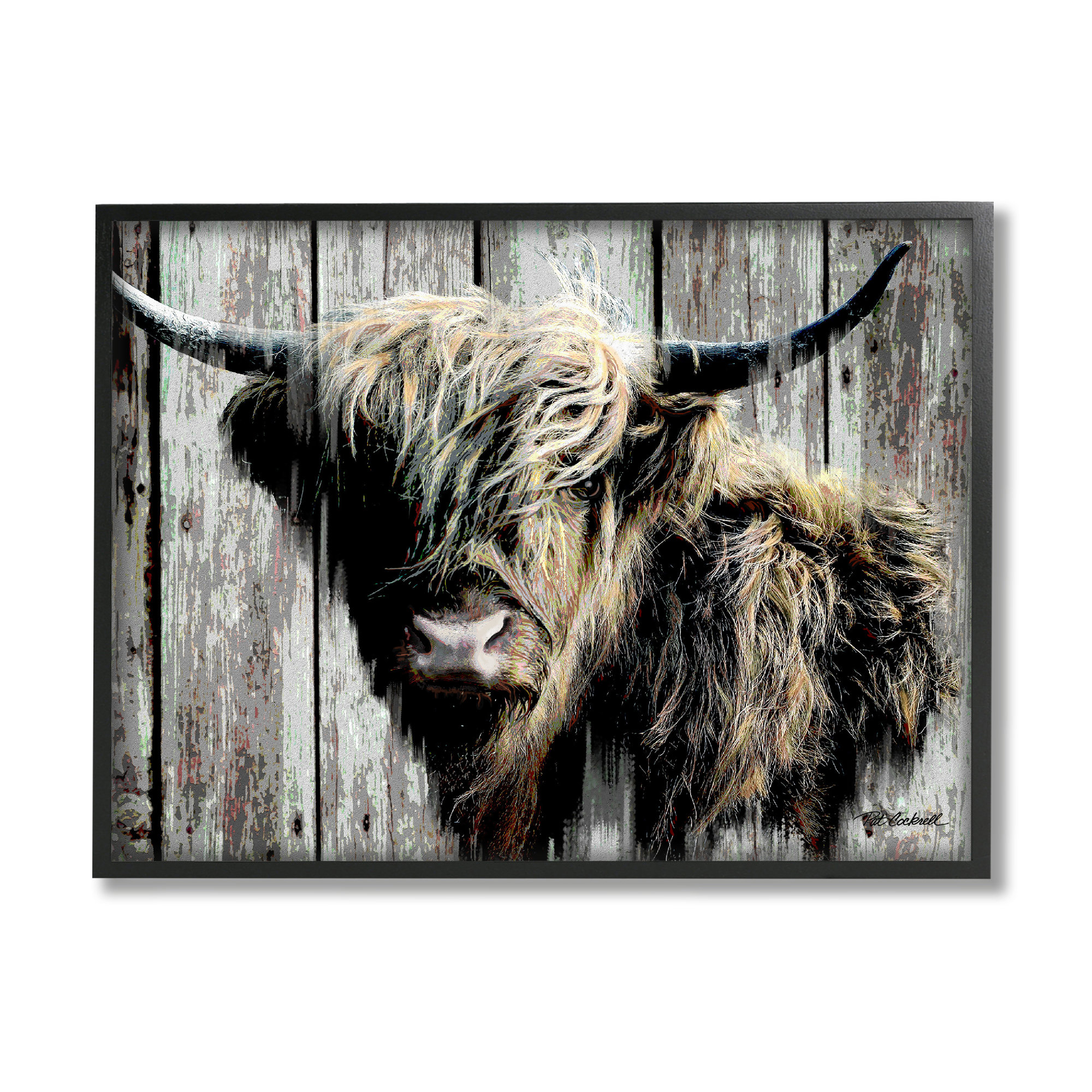 Stupell Industries Az-353-Framed Rustic Cattle Portrait by Pat Cockrell ...