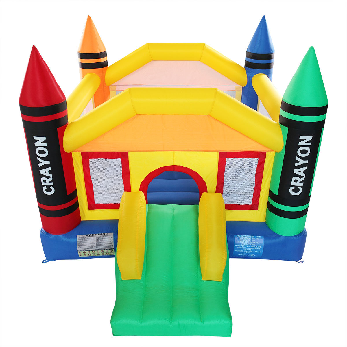 ANGELSHORN Inflatable Bounce House Kid Activity Center Crayon Design ...
