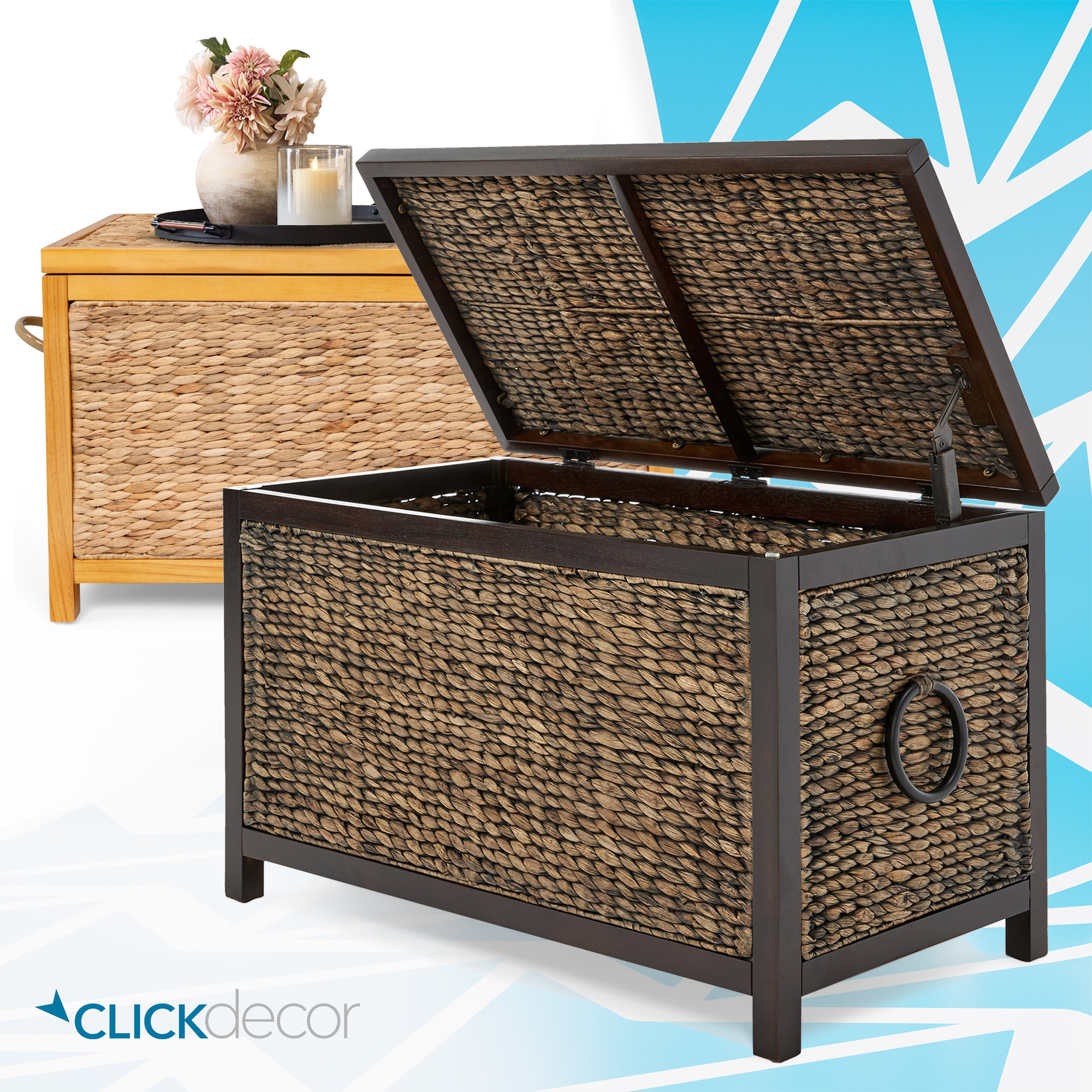 ClickDecor Wilson Wicker Farmhouse Trunk, 30" Large Storage Basket ...