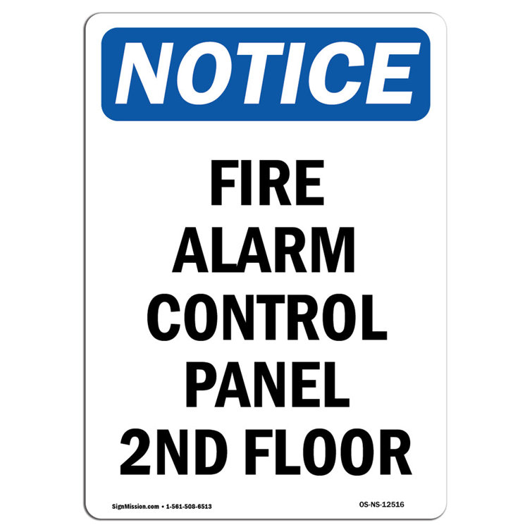 SignMission OSHA Notice - Fire Alarm Control Panel 2Nd Floor Sign ...