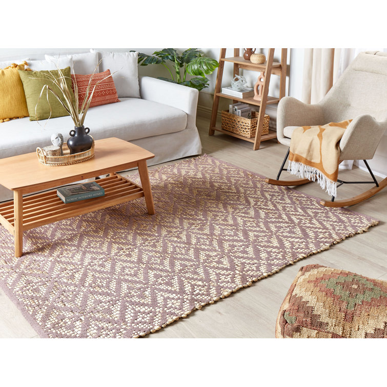 Gracie Oaks Bhondave Geometric Hand Woven Hand Loomed Beige/Pink Area ...