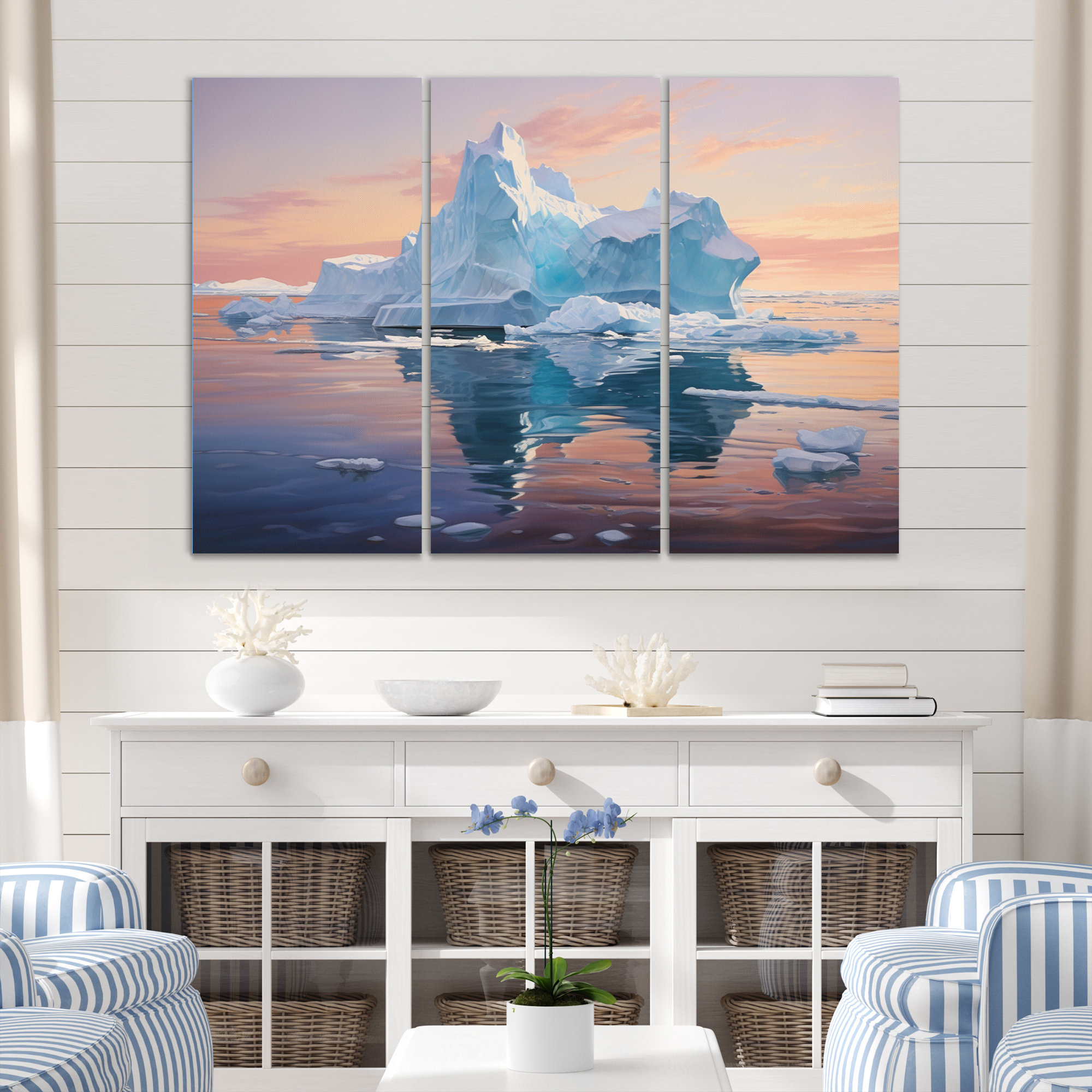 Latitude Run® Blue Peach Iceberg Frozen Serenity - Landscapes Metal Art ...