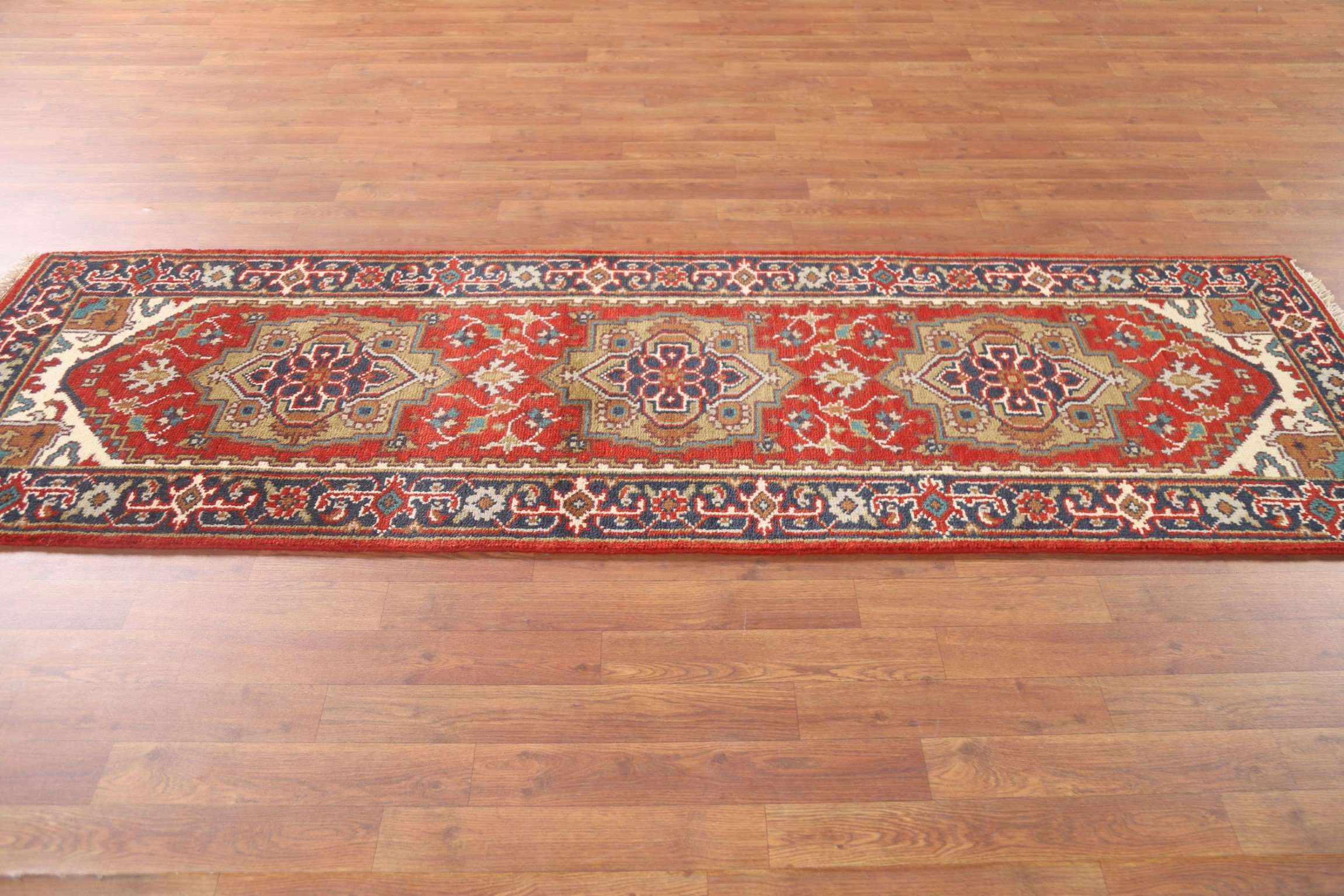Bungalow Rose Red Wool Traditional Runner Rug 3x8 | Wayfair