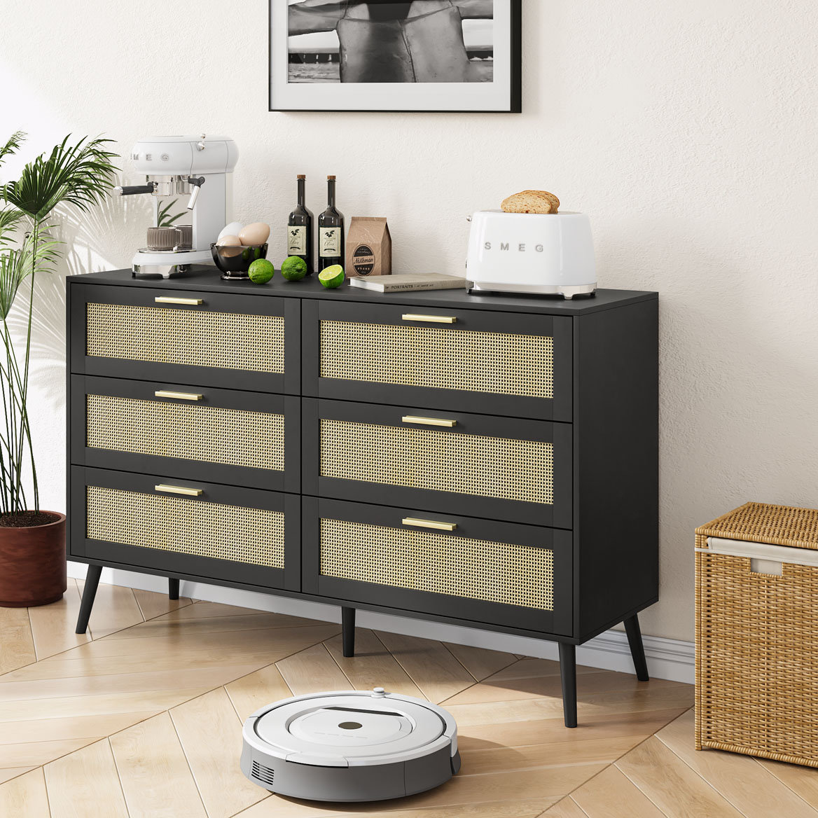 Bayou Breeze Camyrah Wood Storage Chest with 6 Drawers | Wayfair