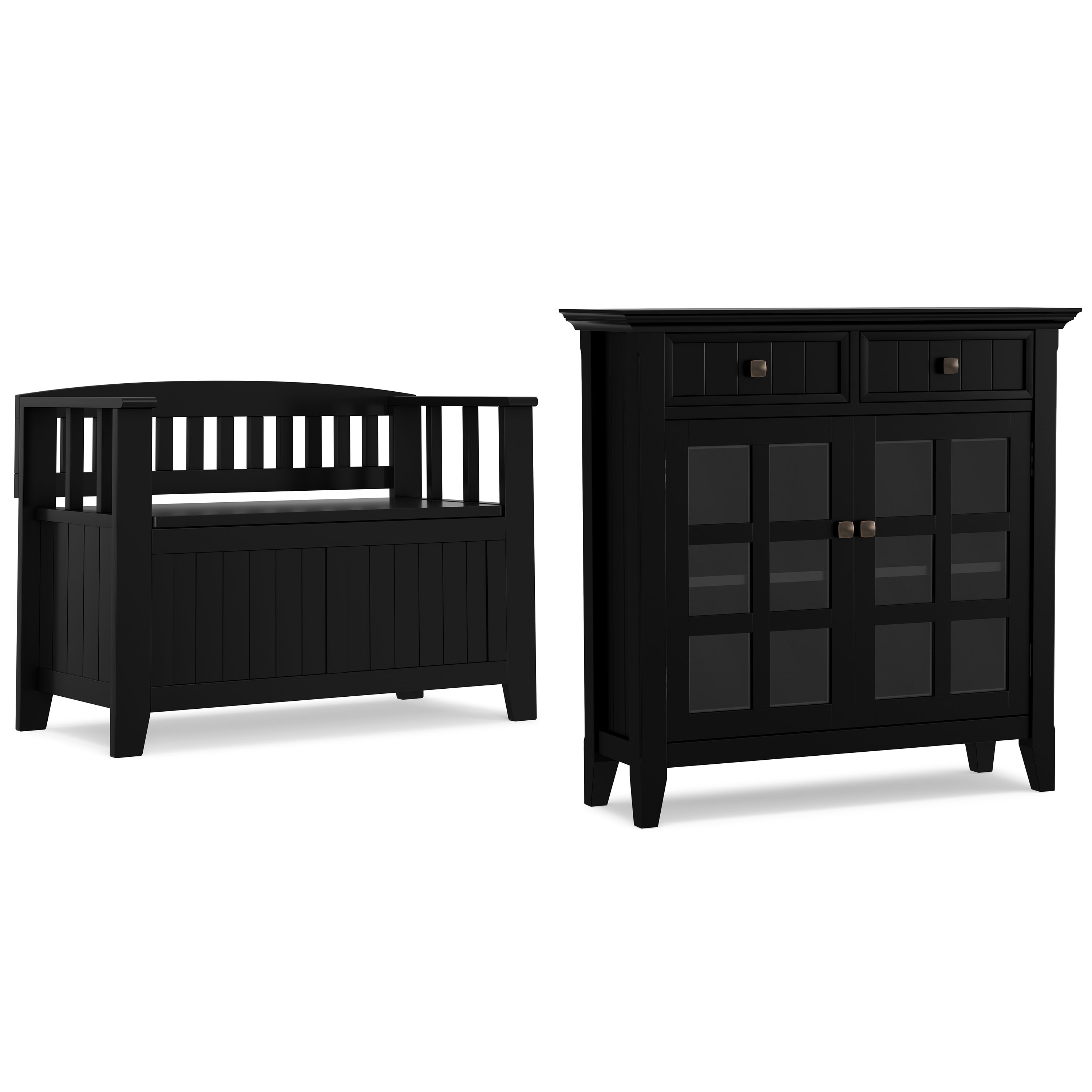 Simpli Home Acadian Solid Wood 36 Inch Wide Small Storage Bench And 36 ...