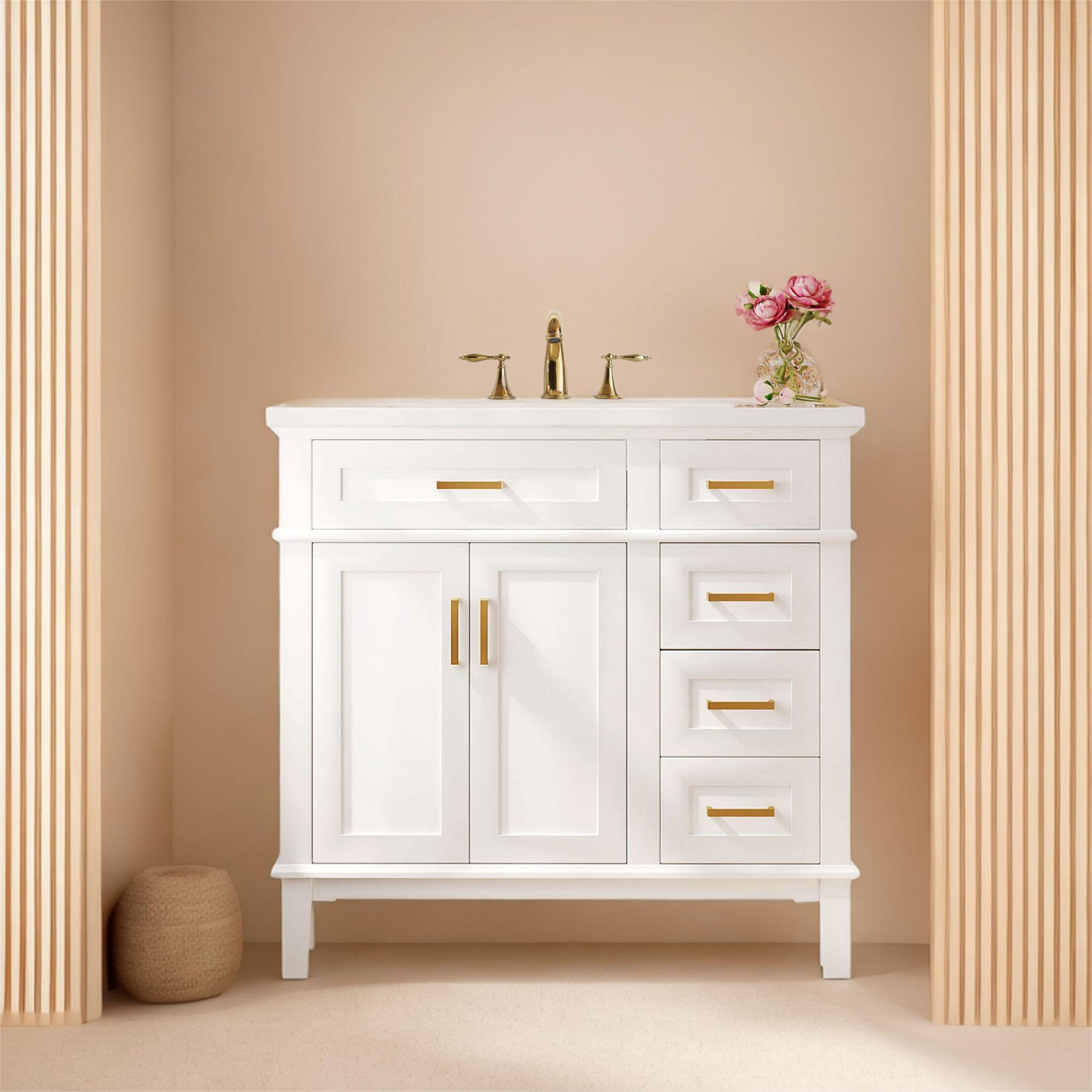 maxbrass 36" Modern Bathroom Vanity With Resin Top | Wayfair