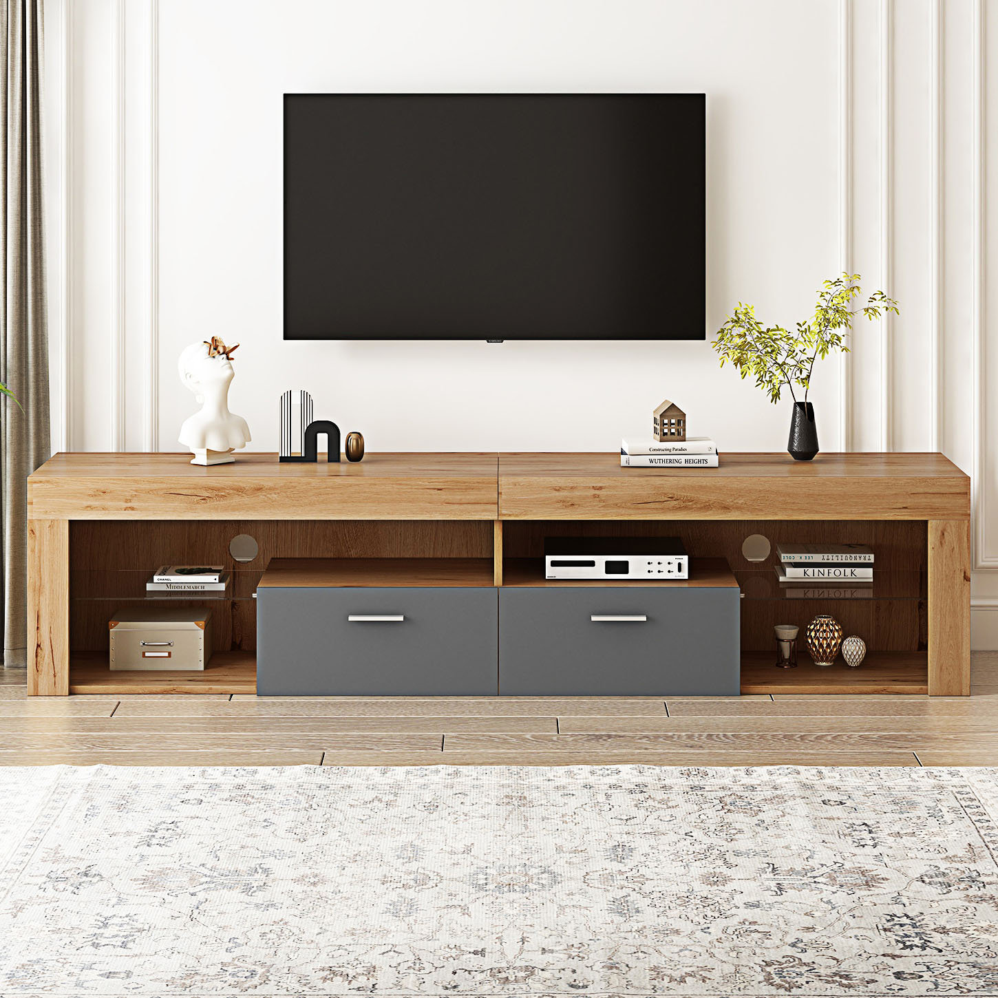 17 Stories Modern Design Tv Stands, Led Light Entertainment Center ...