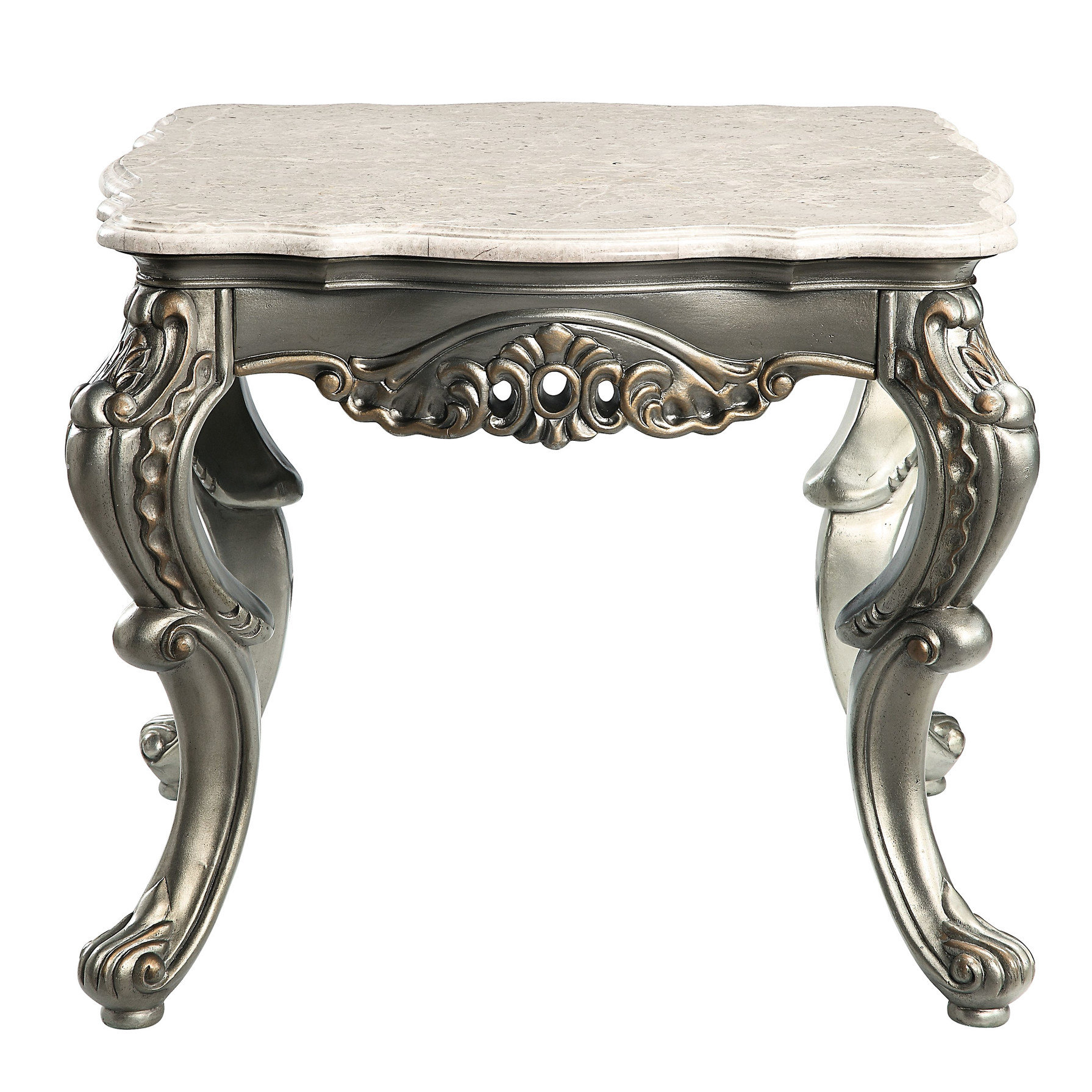 17 Stories Natural Marble Top Side Table With Antique Bronze, 20mm ...