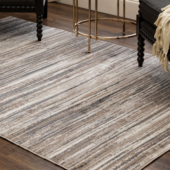 17 Stories Louque Calhoun Cream Modern Abstract Stripe Area Rug ...