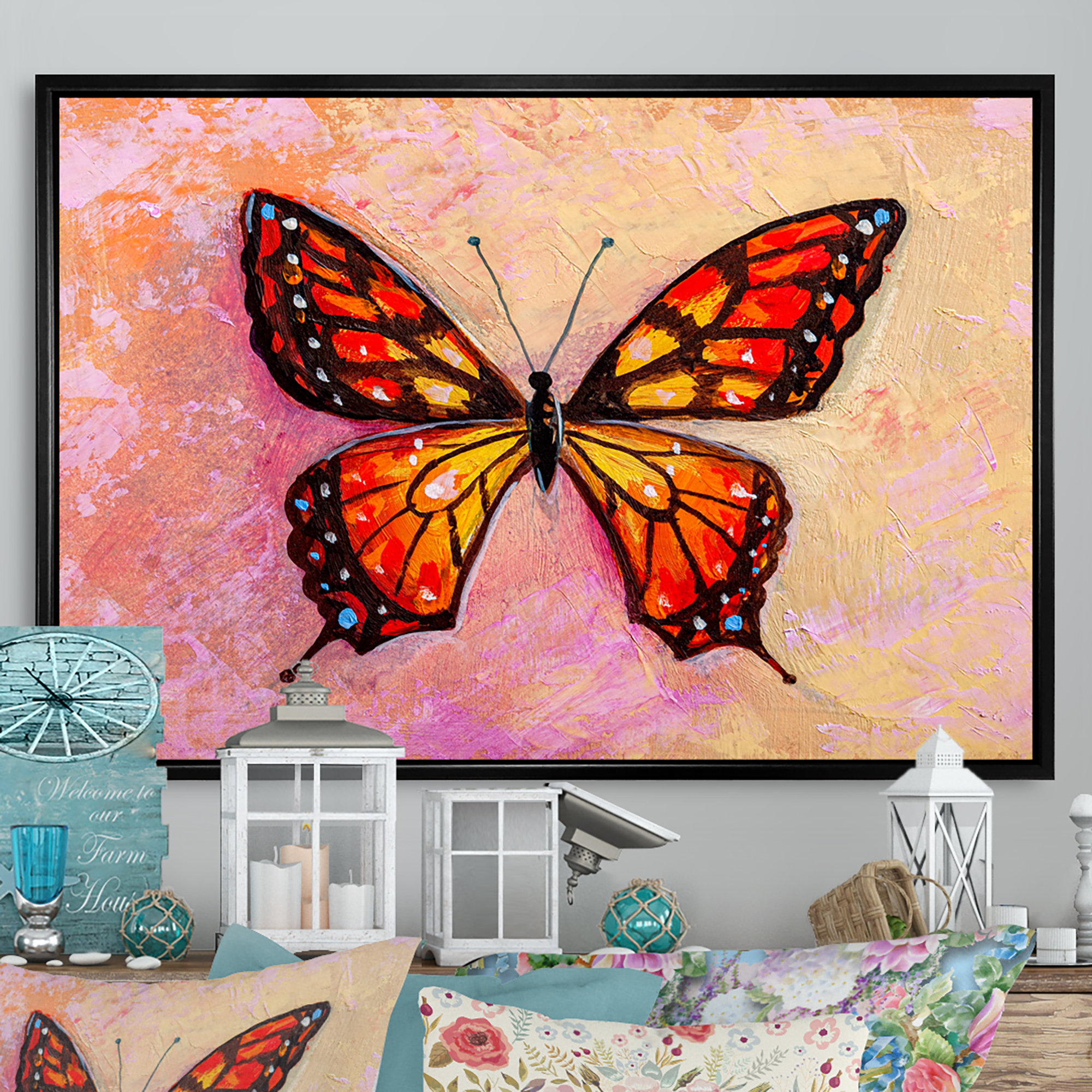 August Grove® Abstract Monarch Butterfly II - Traditional Canvas Art ...