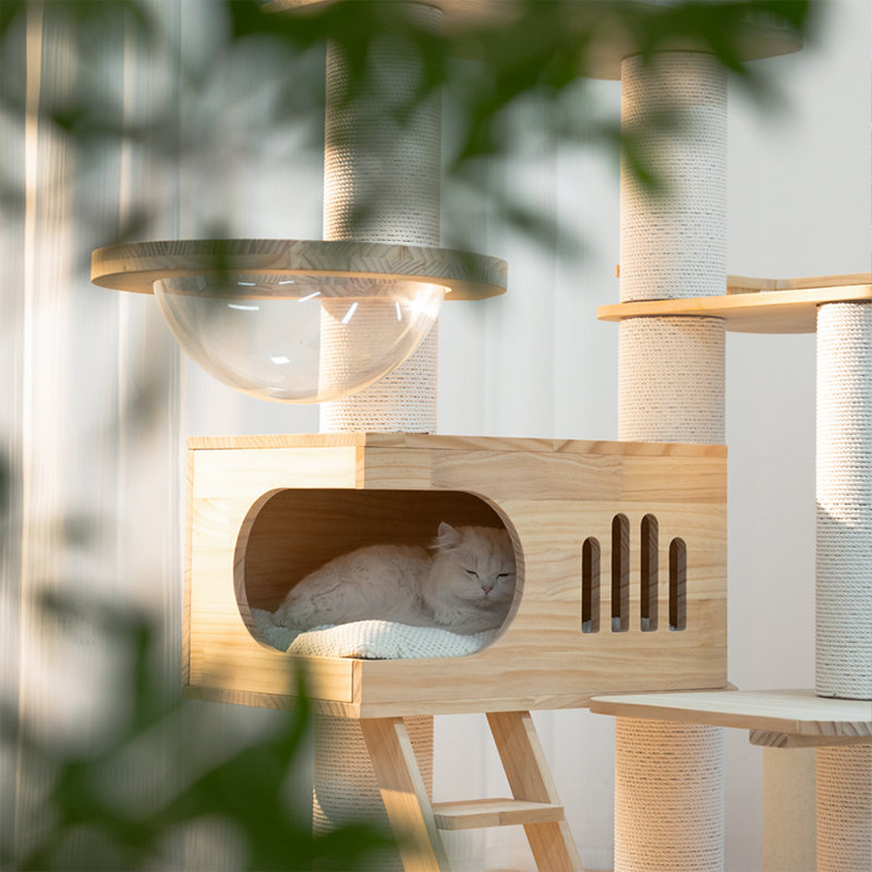 KZLAA 59 H Solid Wood Cat Tree Multi-Level Tall Cat Tower Cat Tree for ...