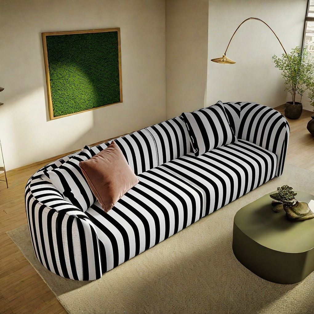 Axis Living Black and White Striped Fabric Sofa - Wayfair Canada