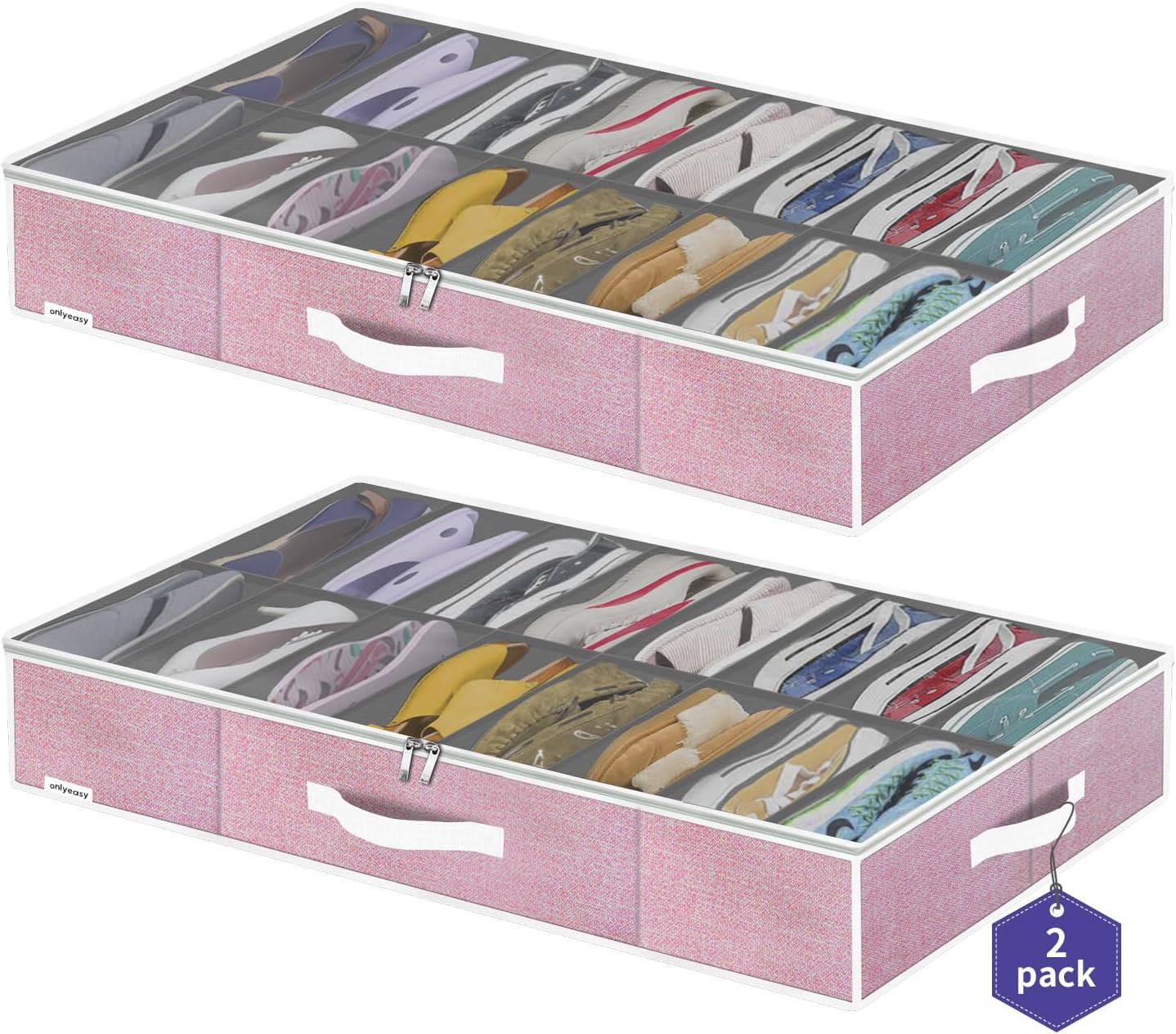 Rebrilliant Large Under Bed Shoe Organizer Container Box, Set Of 2, Fit ...