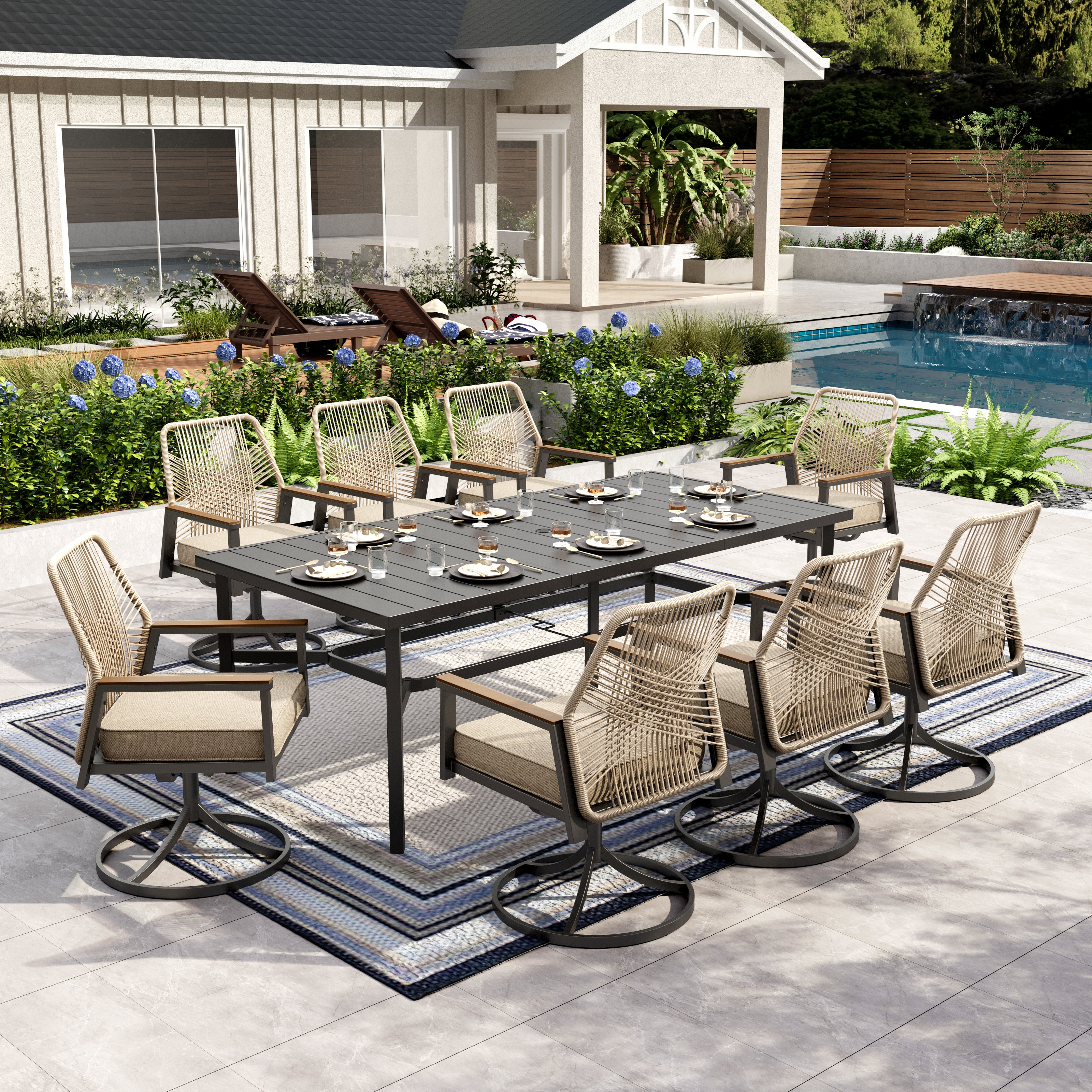 Bayou Breeze 8 - Person 82.7'' L Outdoor Patio Dining Set With 8 Rattan ...