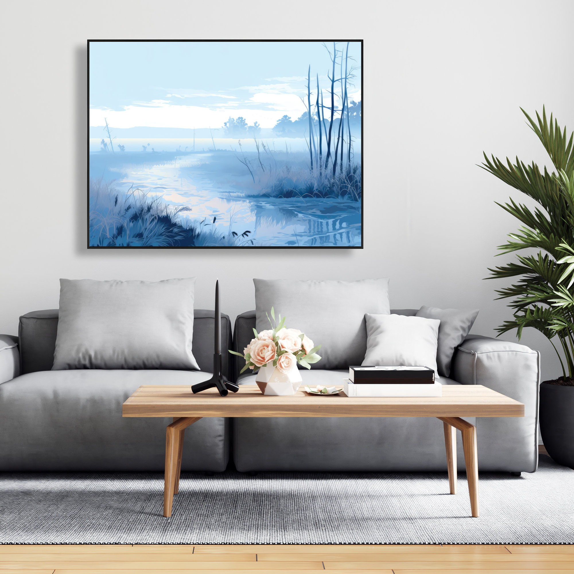 Hokku Designs Cold swamp - 36"x48" Framed canvas | Wayfair
