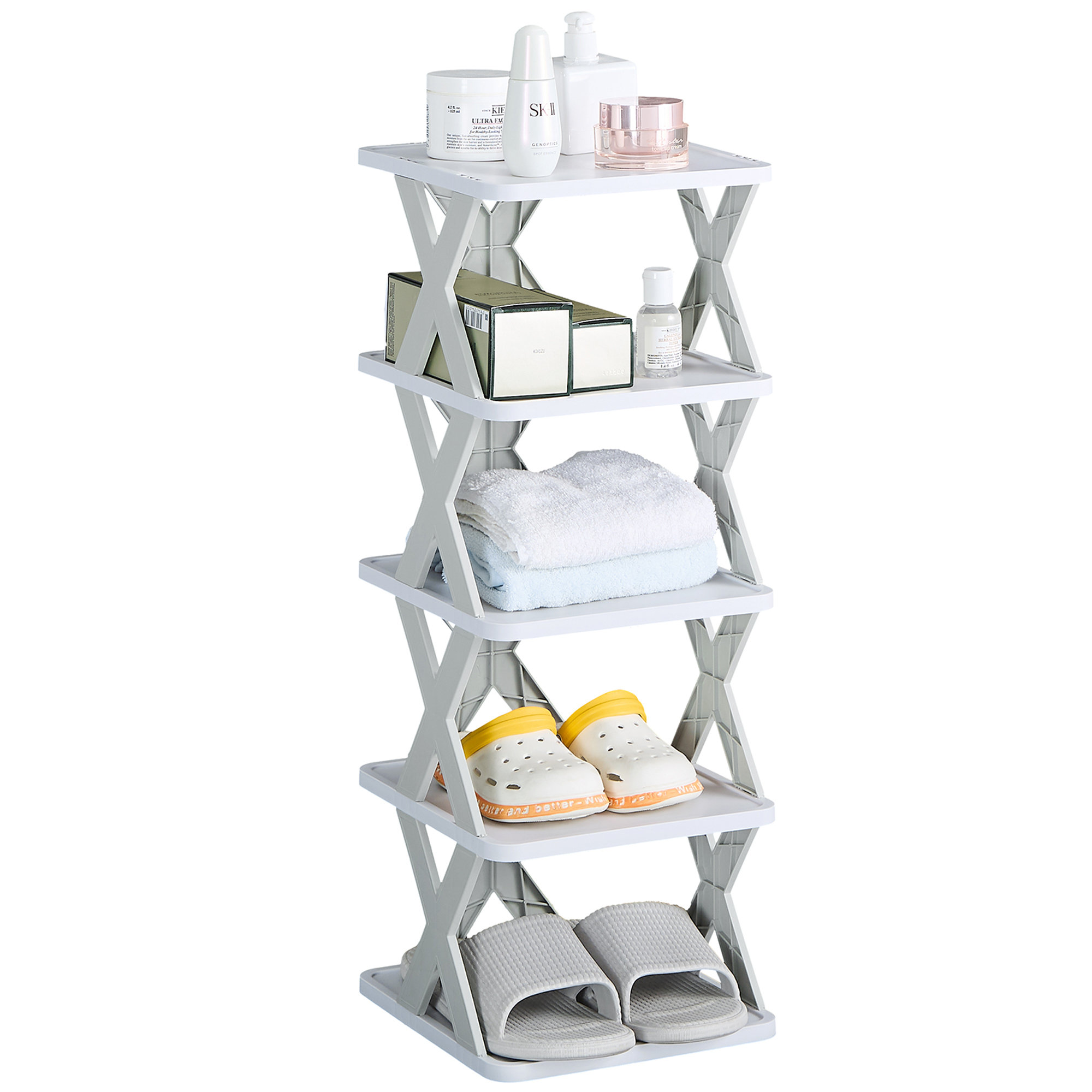 Rebrilliant Small Shoe Rack Foldable X-Shaped Design Storage Rack Saves ...