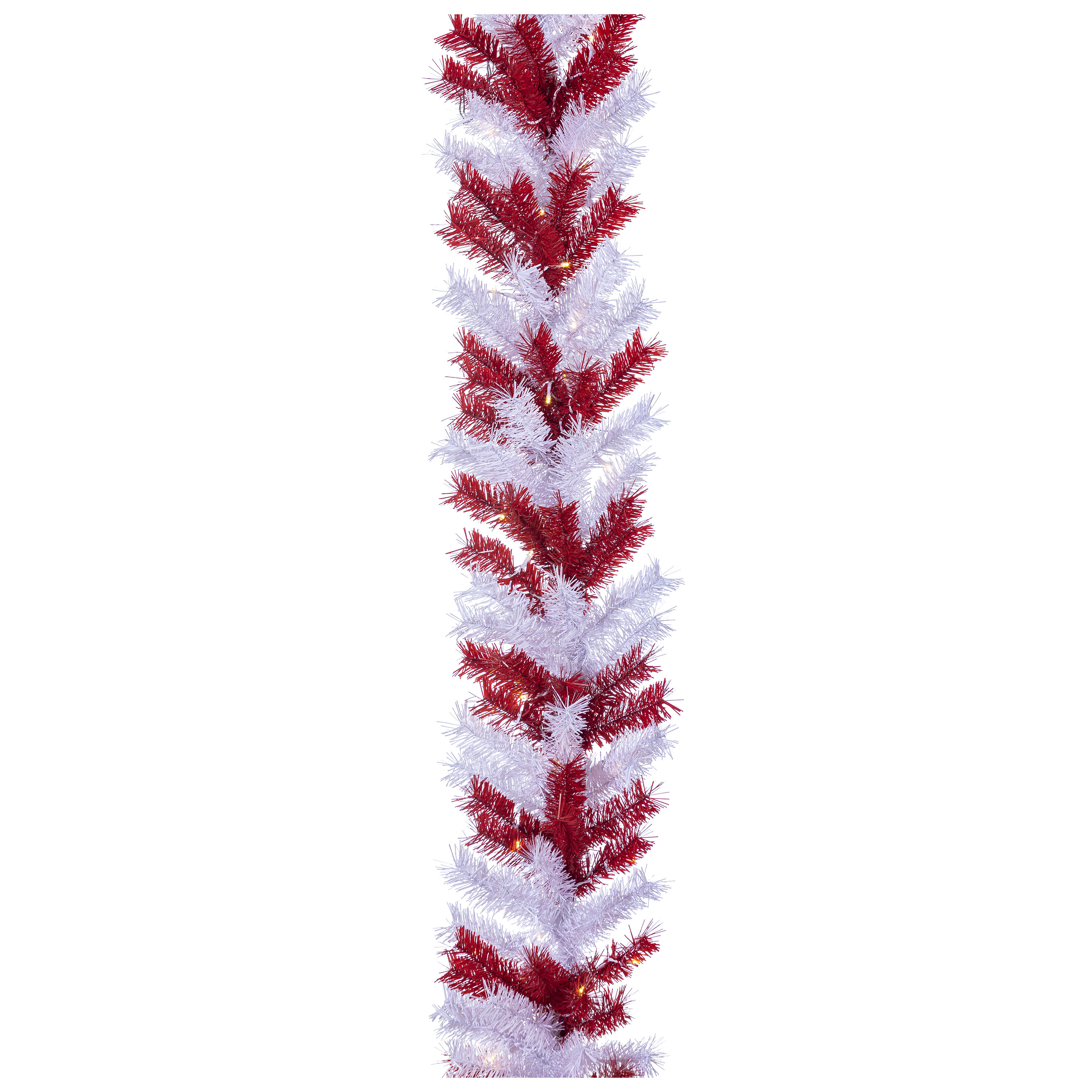 The Holiday Aisle® Festive 9 Foot Pre Lit White And Red Garland With ...