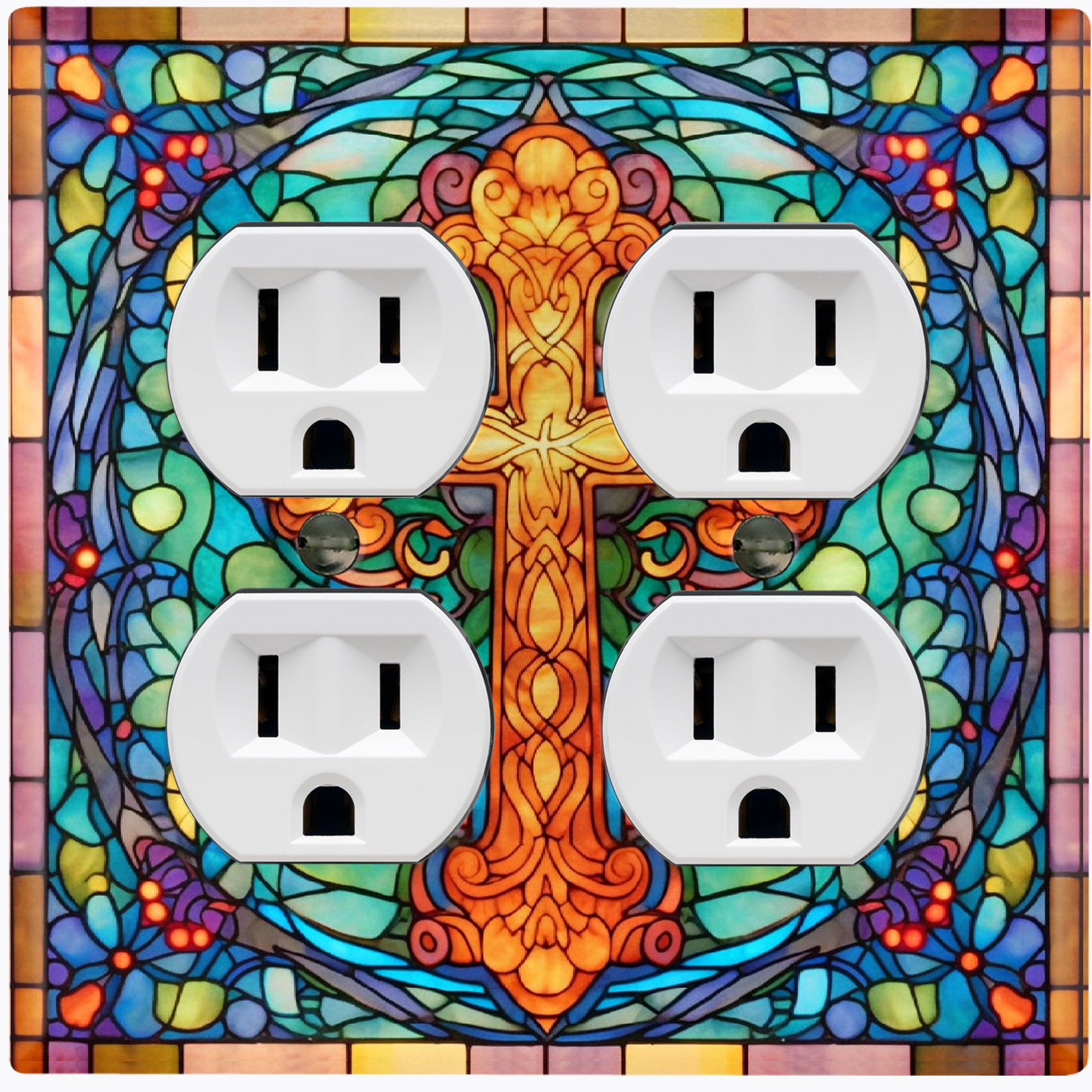 WorldAcc Green Tile Religious Cross Print Religious Themed 2 - Gang ...