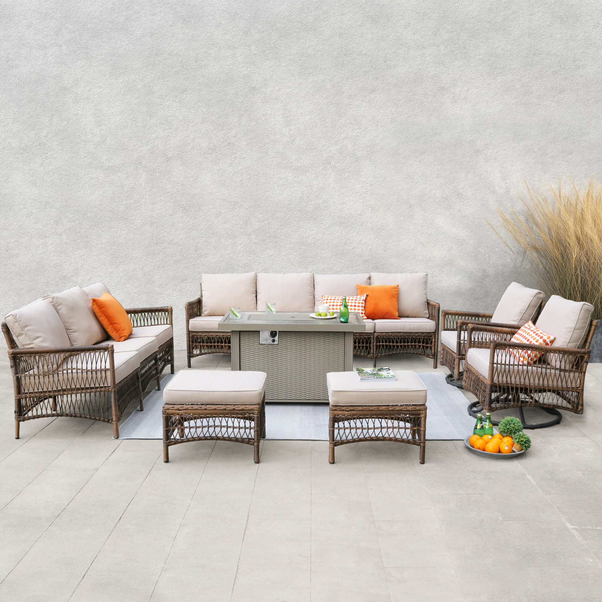 Wade Logan® Charay 9 - Person Outdoor Seating Group with Cushions ...
