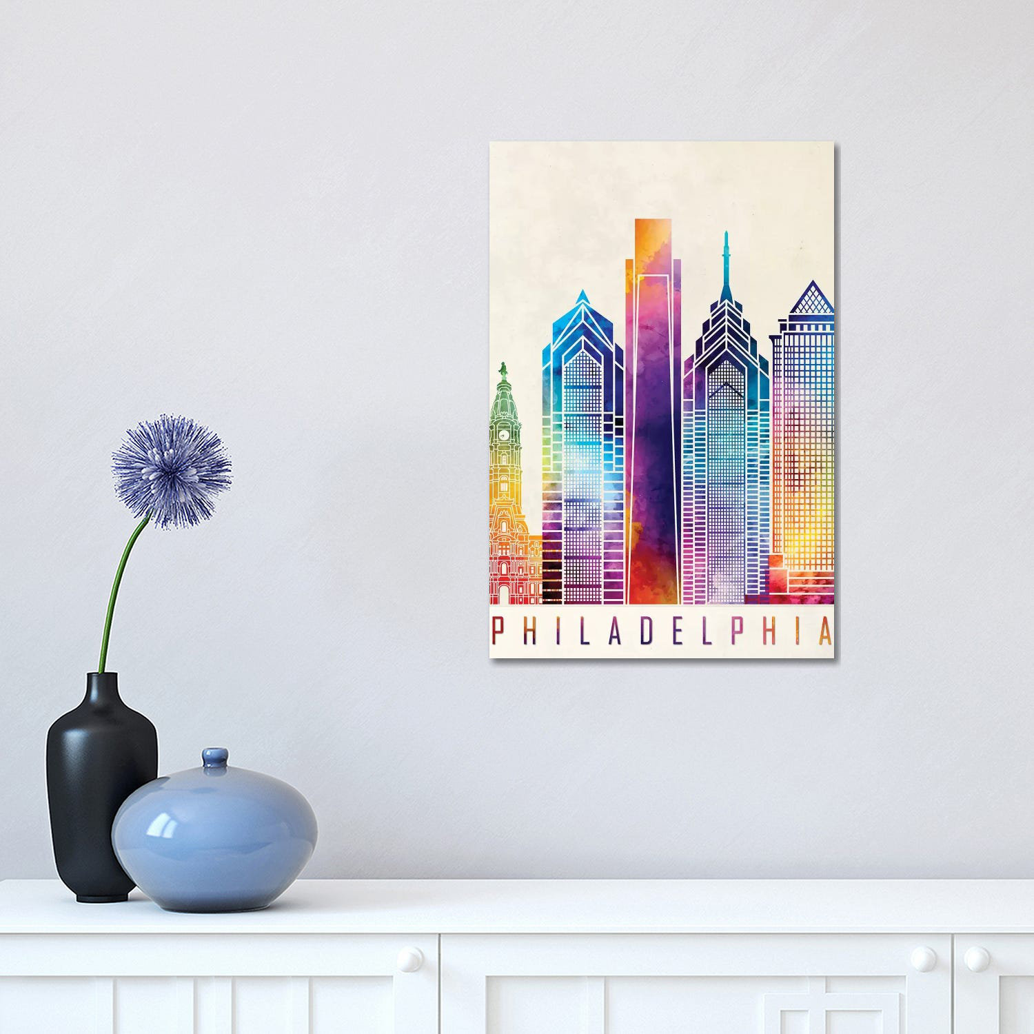 East Urban Home Philadelphia Landmarks Watercolor Poster by Paul Rommer ...