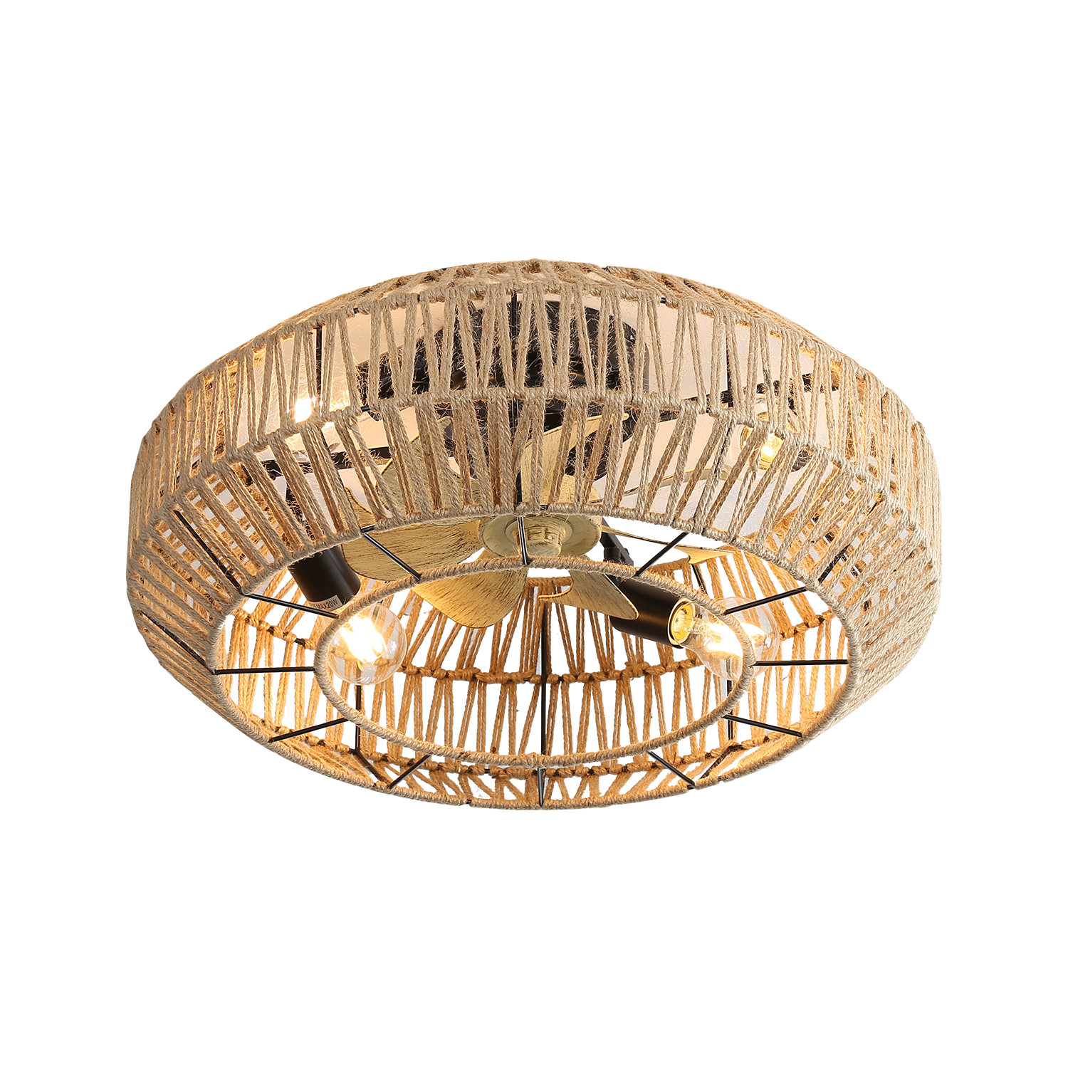 Bayou Breeze 22 Inch New Boho Caged Ceiling Fan With Enclosed Rattan 6 ...