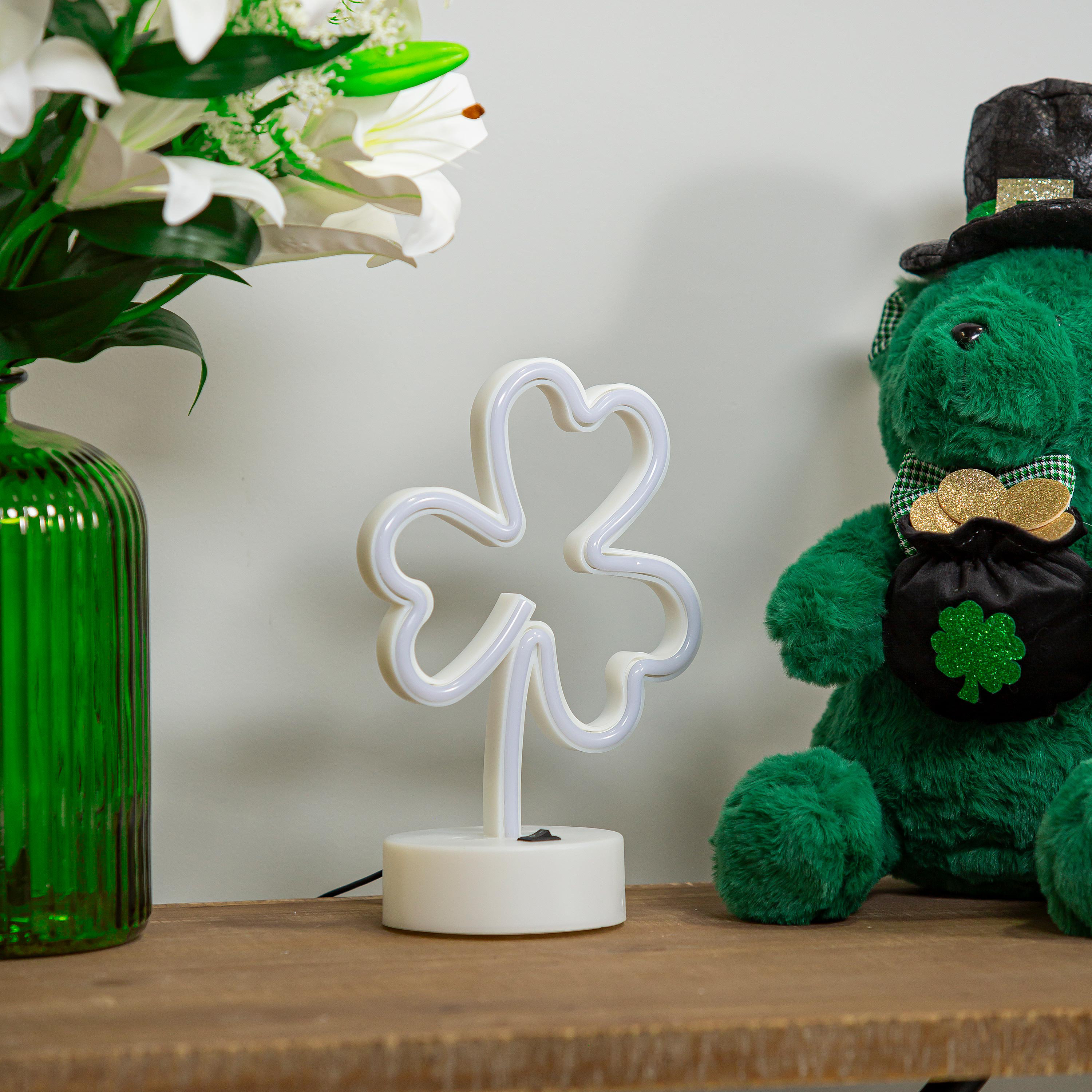 Wrought Studio™ Neon Clover LED Table Décor, 9.25"H | Wayfair