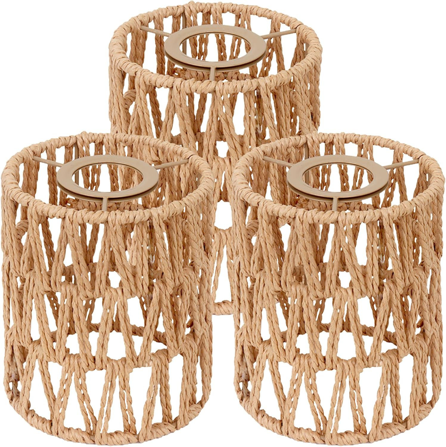 Dakota Fields Retro Rattan Lamp Shades Set Of 3 - 6 Inch Height ...