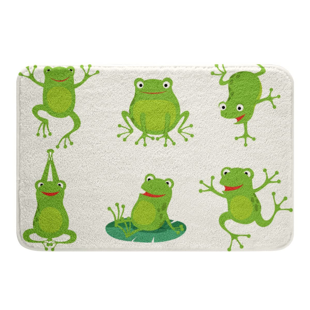 East Urban Home Green Frog Haven: Non-Slip Absorbent Bath Rugs - Cute ...