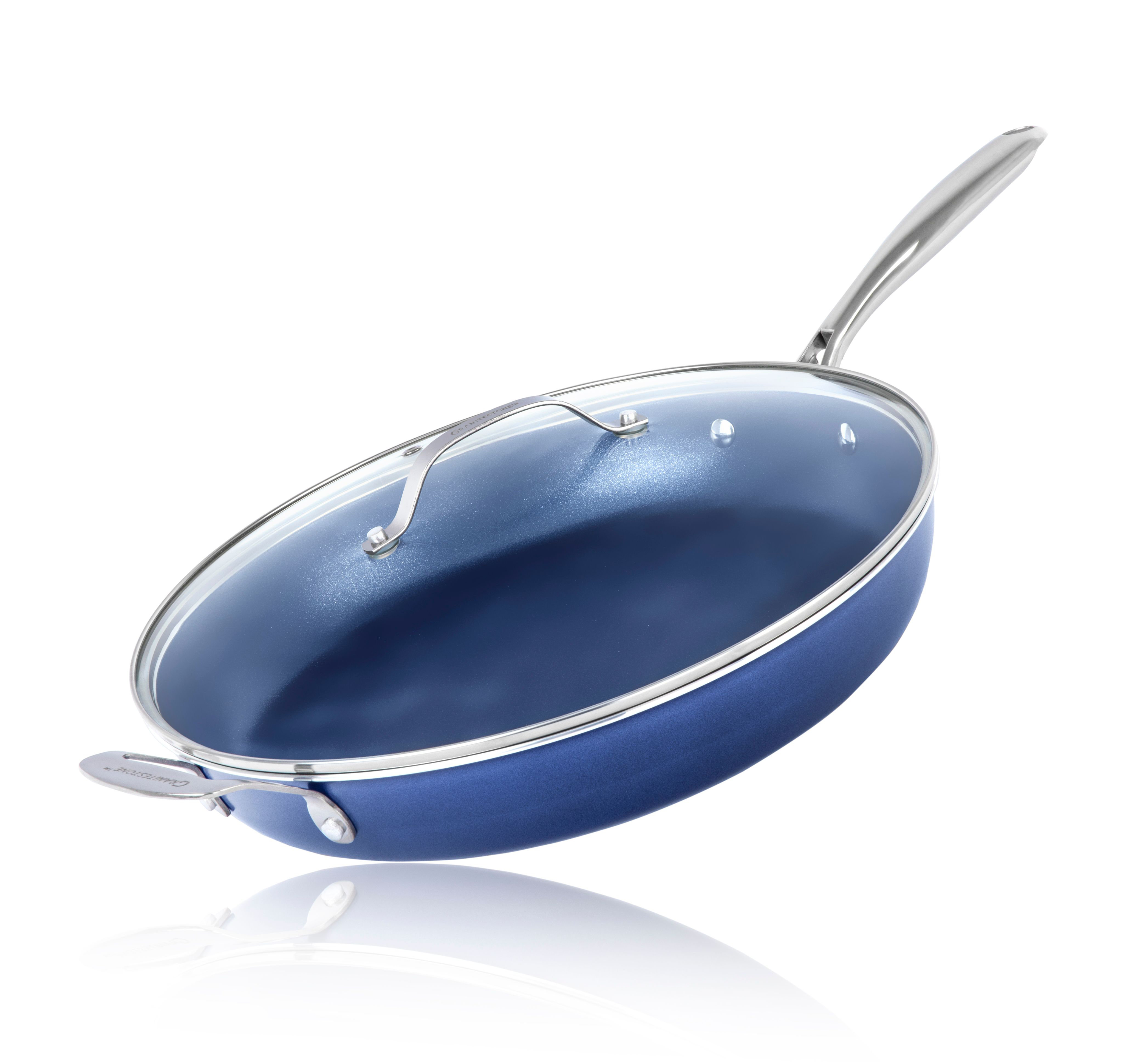 Granitestone Blue 14" Nonstick Aluminum Frying Pan with Helper Handle ...