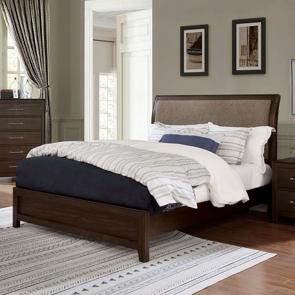 Red Barrel Studio® King Solid Wood and Upholstered Panel Bed | Wayfair