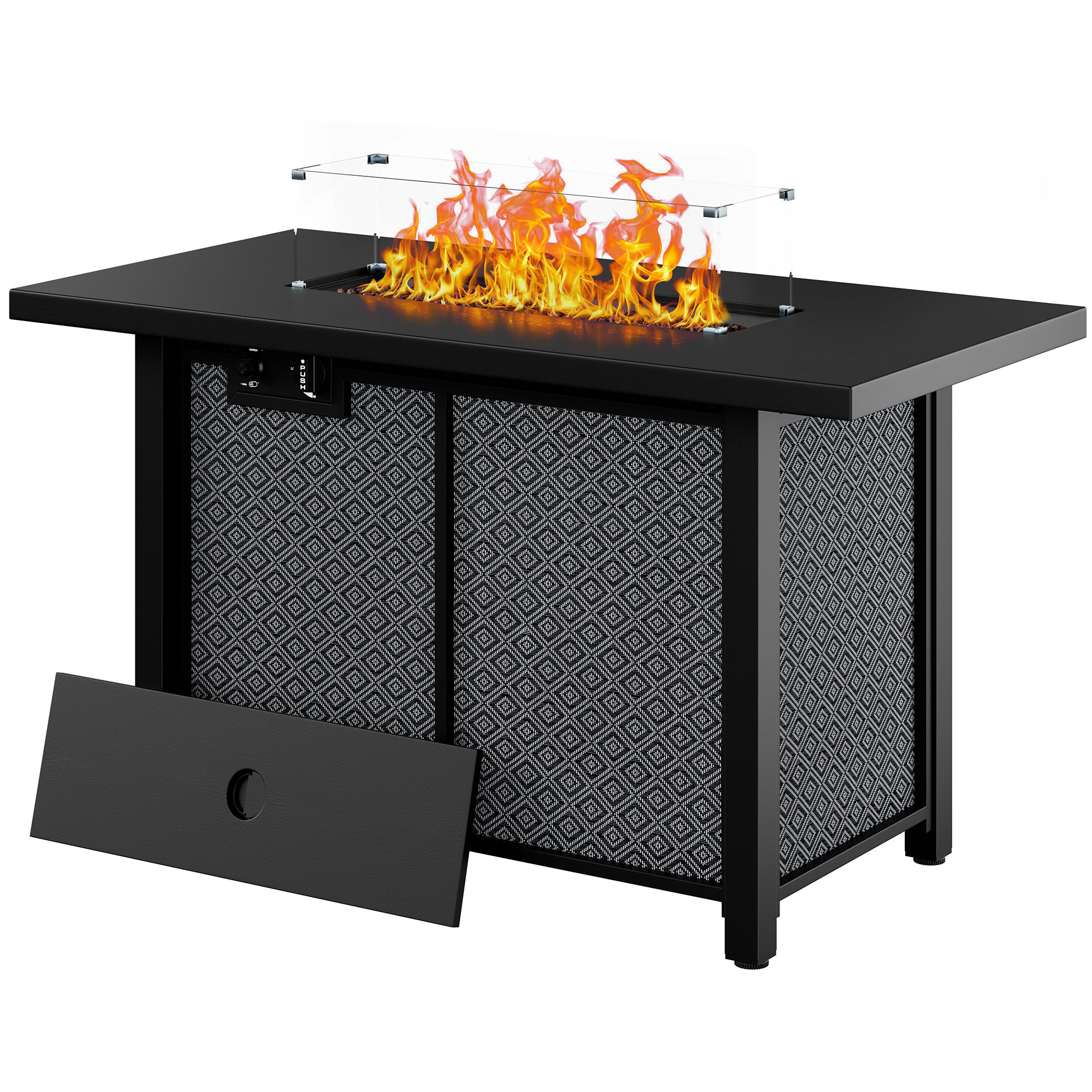 Latitude Run® Propane Fire Pit Table 43 Inch Outdoor Gas Fire Pit with ...