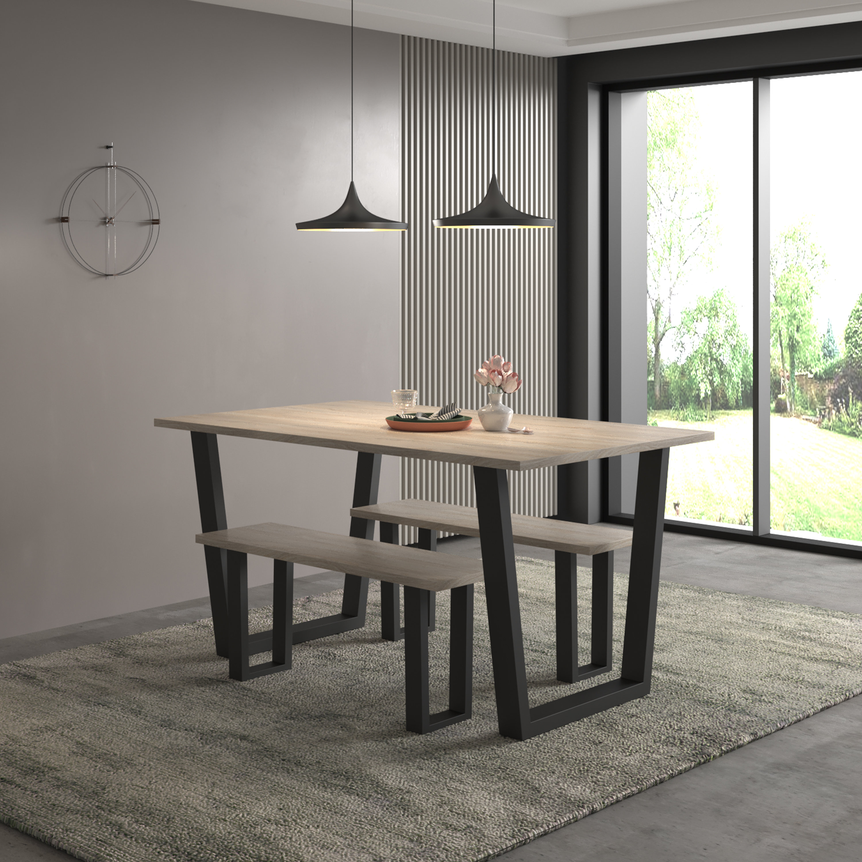 George Oliver Dudley 1.5M Dining Table Set With 2 Benches & Reviews ...