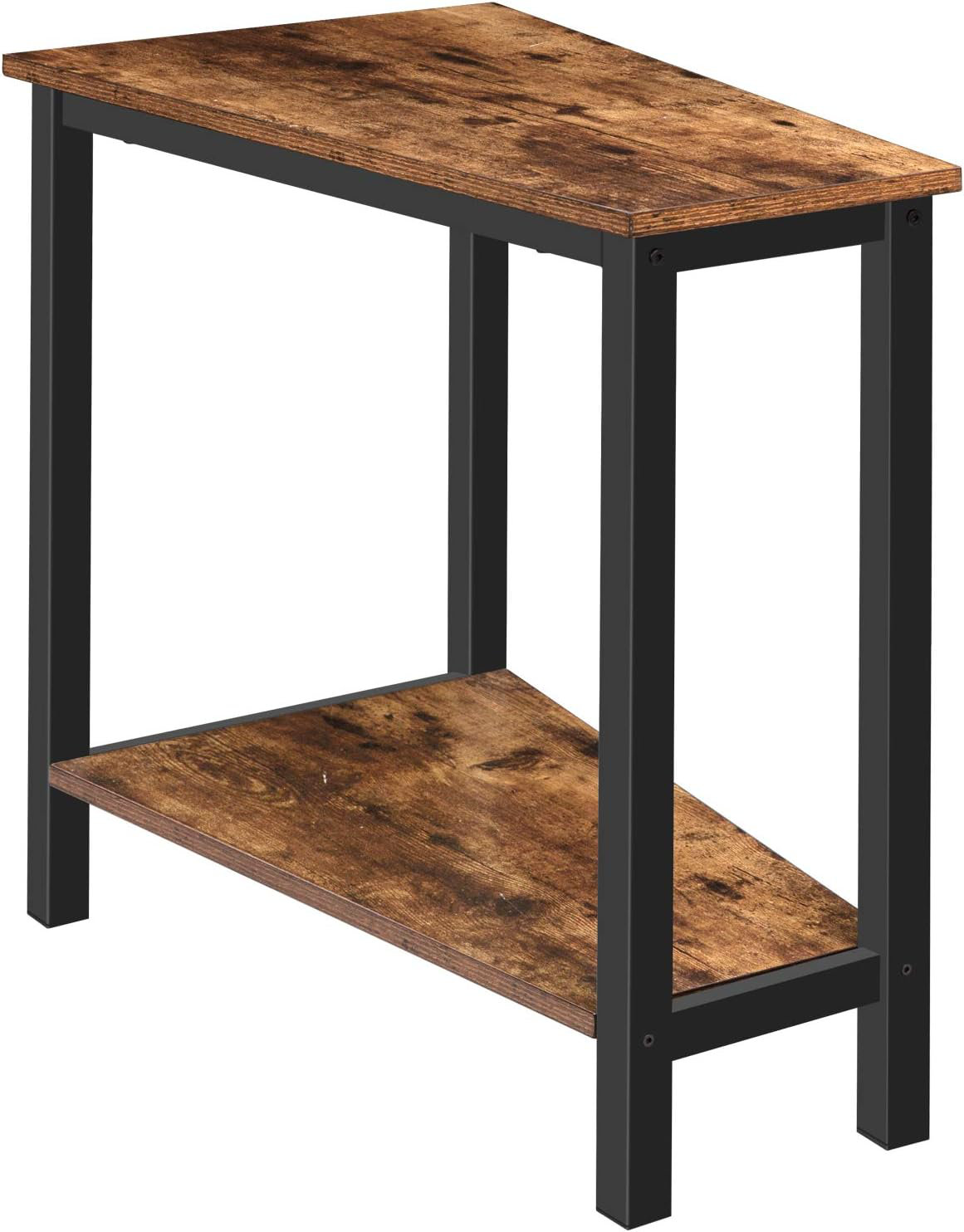 17 Stories Industrial Wedge End Table With Storage For Small Space ...
