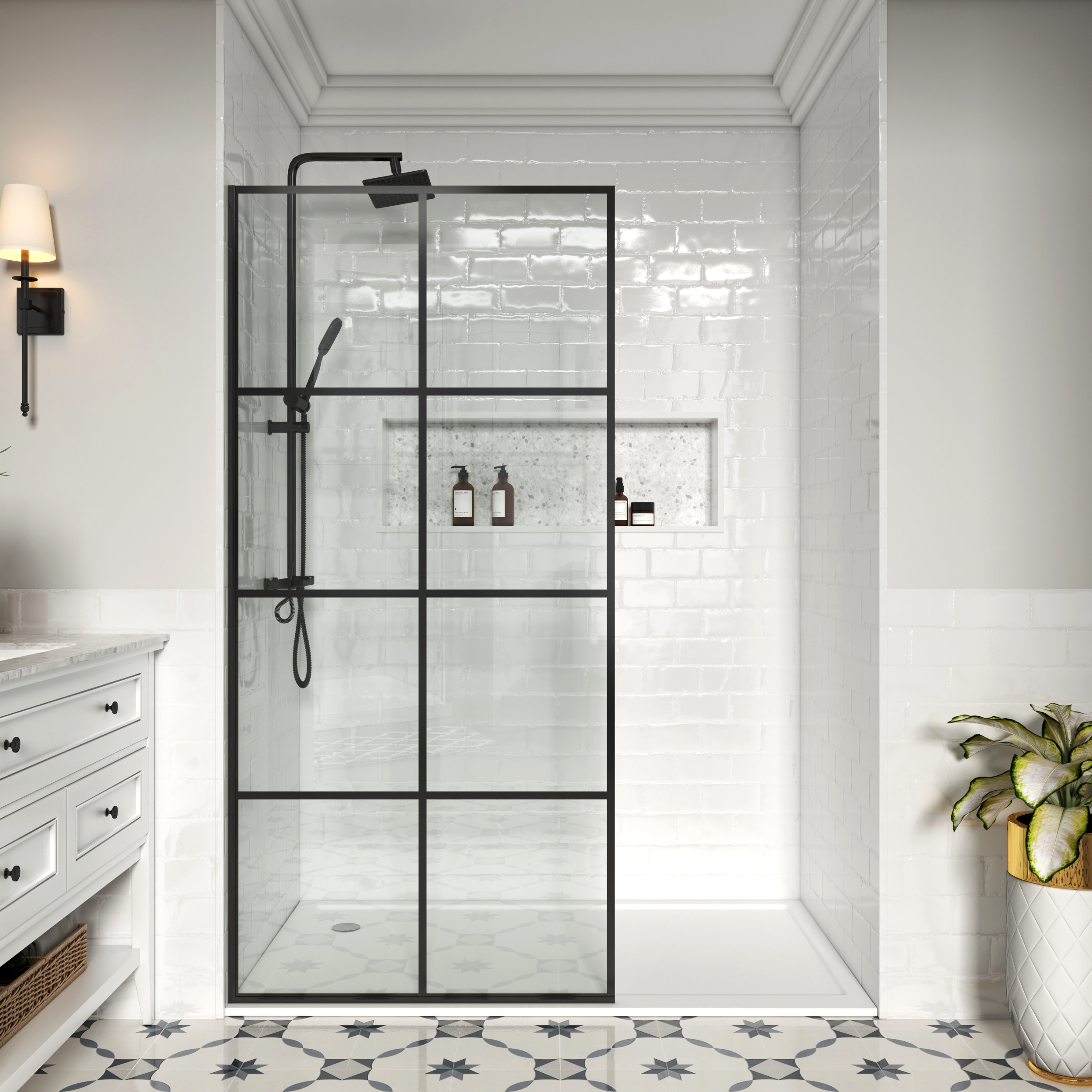 MCOCOD Opal Mirage MCOCOD 34" W x 72" H Single Fixed Shower Panel with ...