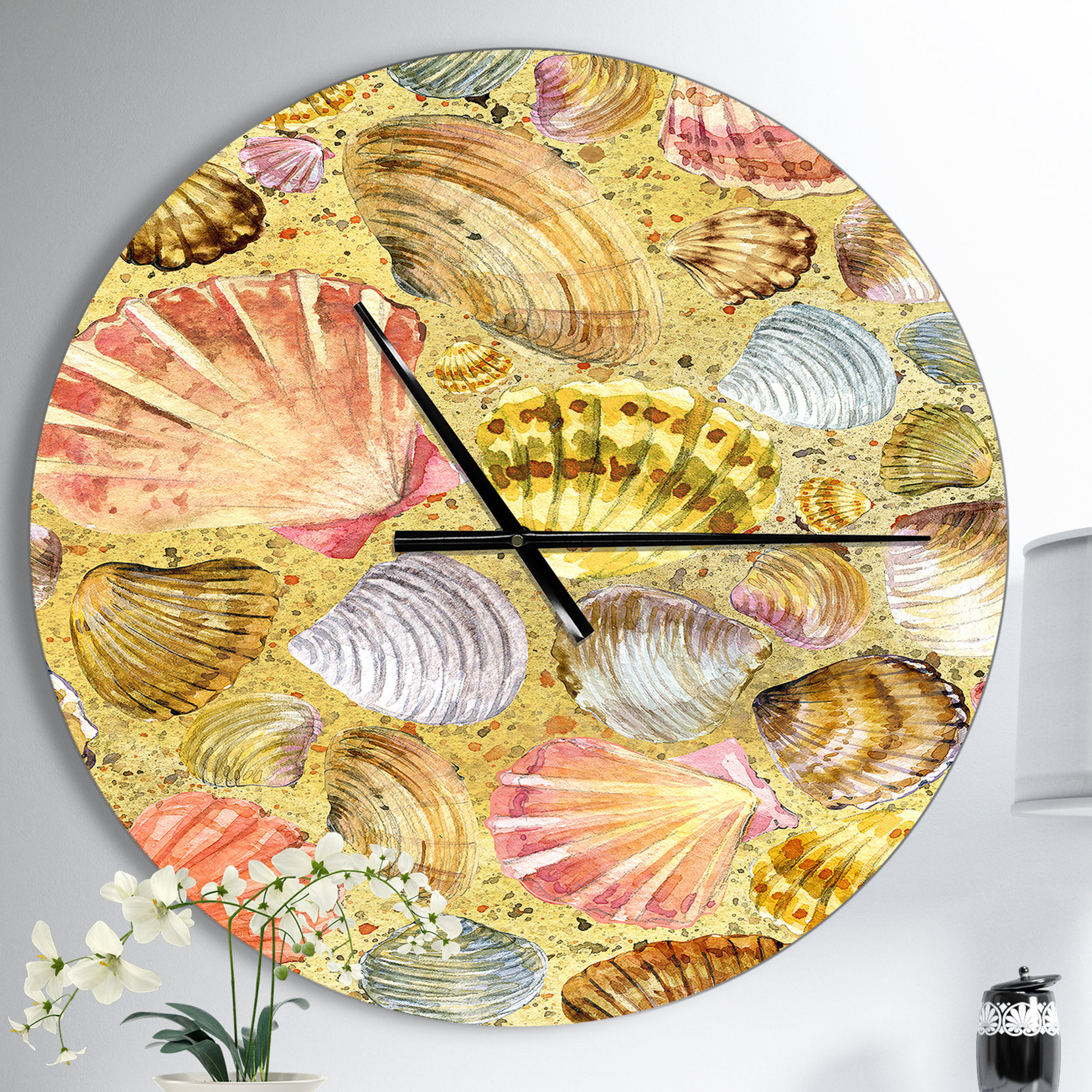 East Urban Home Seashell and Sea Sand - Modern wall clock | Wayfair