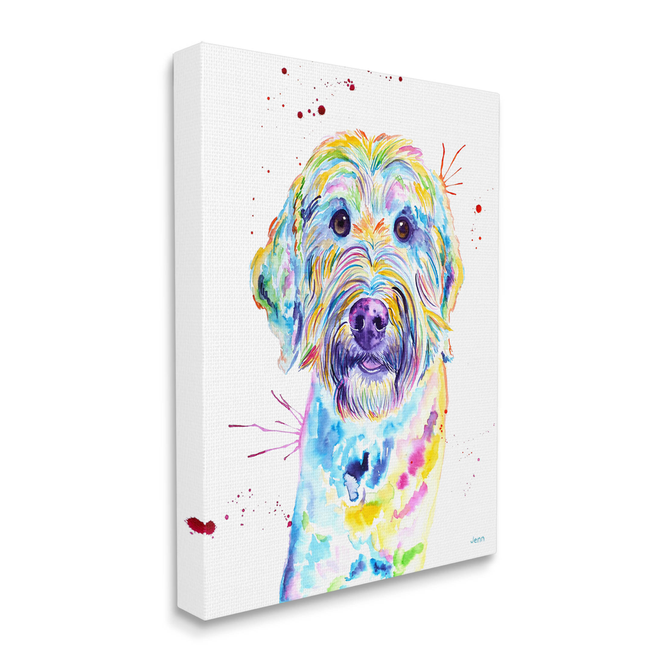 Stupell Industries Vivid Goldendoodle Dog Pet Floater Canvas Wall Art ...