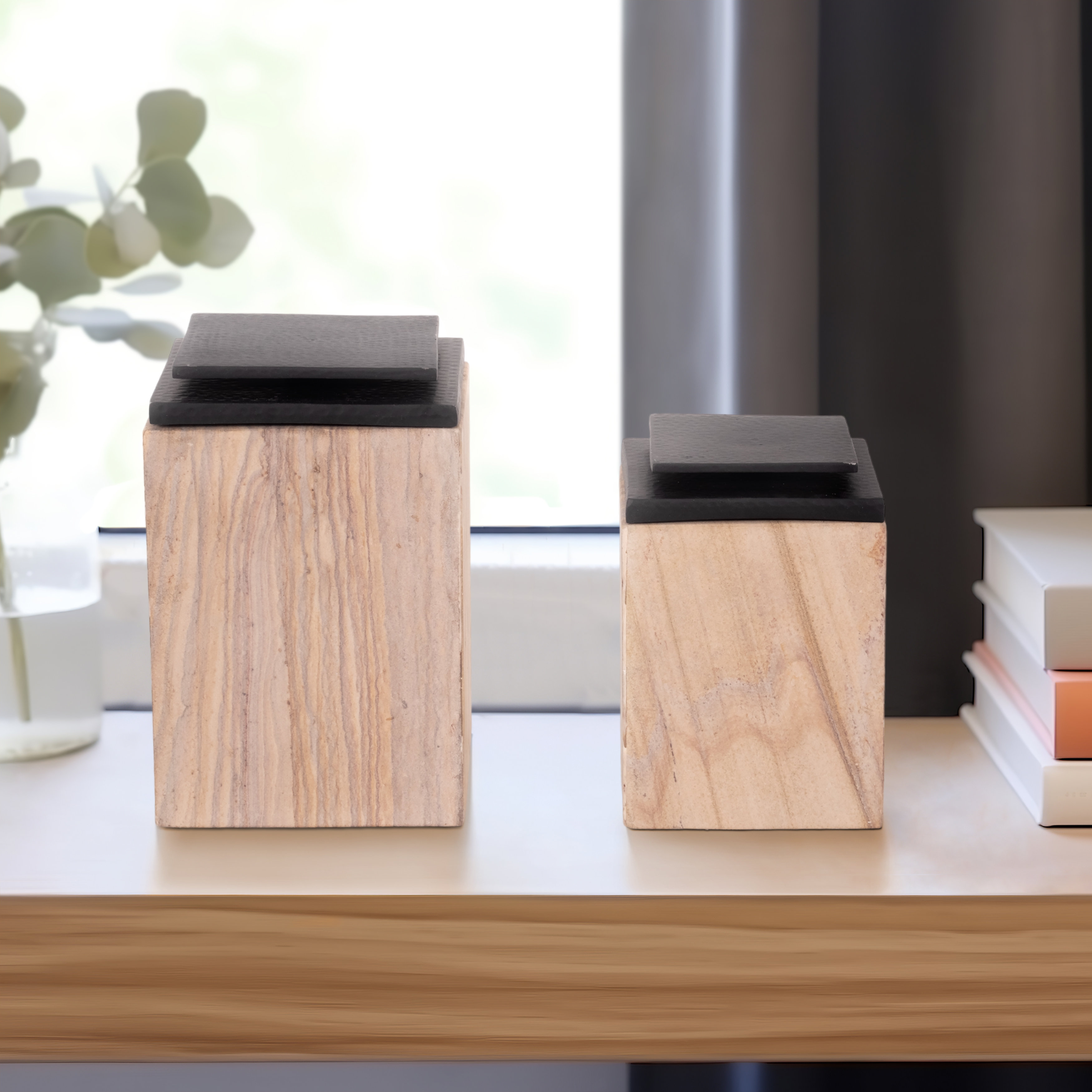 Loon Peak® 8 and 9" Maverick Sandstone Boxes, Natural, 9"H, Set of 2 ...