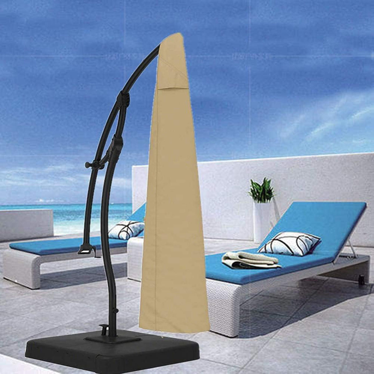 Arlmont & Co. Patio Umbrella Cover - 600D Waterproof, Outdoor Umbrella ...