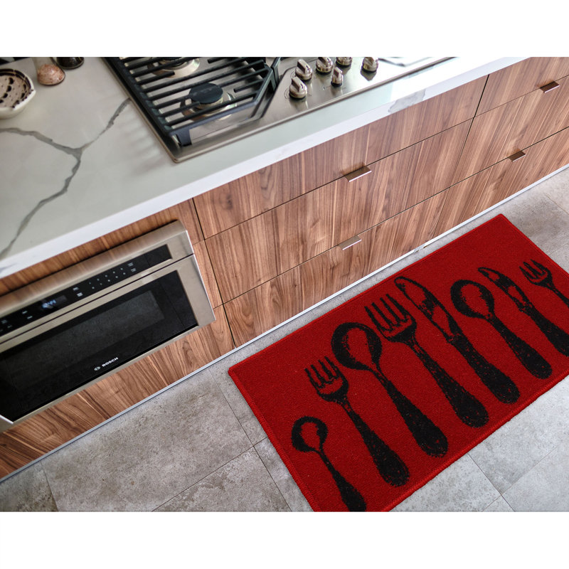 Evideco Luxurious Comfort Chef Kitchen Mat, Cutlery Design, Low-Profile ...