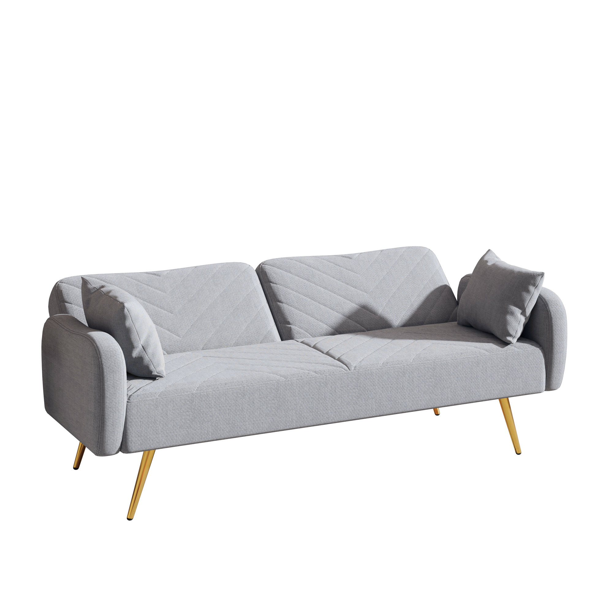 Mercer41 70.47" Green Fabric Double Sofa with Split Backrest and Two ...