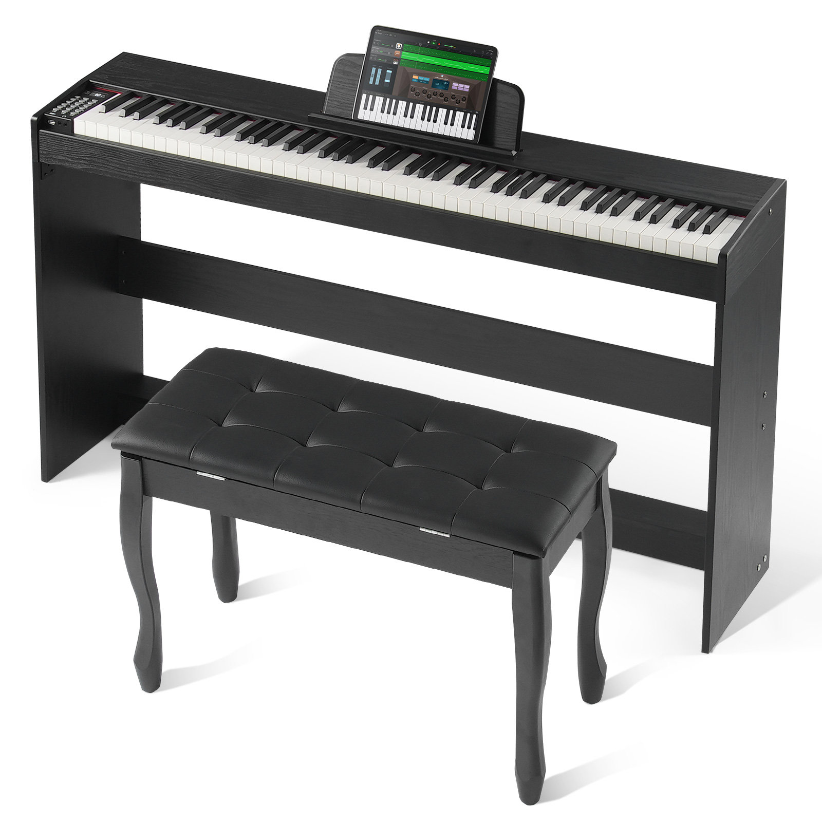 17 Stories 88 Key Fully Weighted Digital Piano Dual Keyboard Cabinet ...