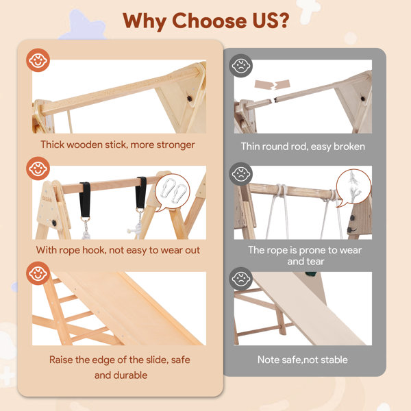 ANGGREK 7-in-1 Foldable Toddler Climbing Toy with 2 Swings, Indoor ...