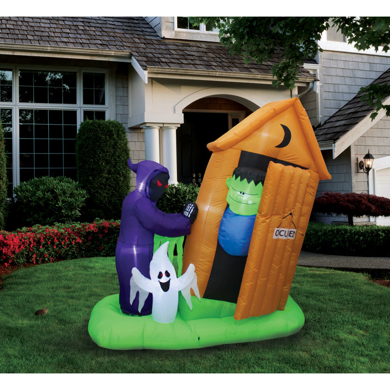 The Holiday Aisle® Animated Monster Outhouse Inflatable | Wayfair