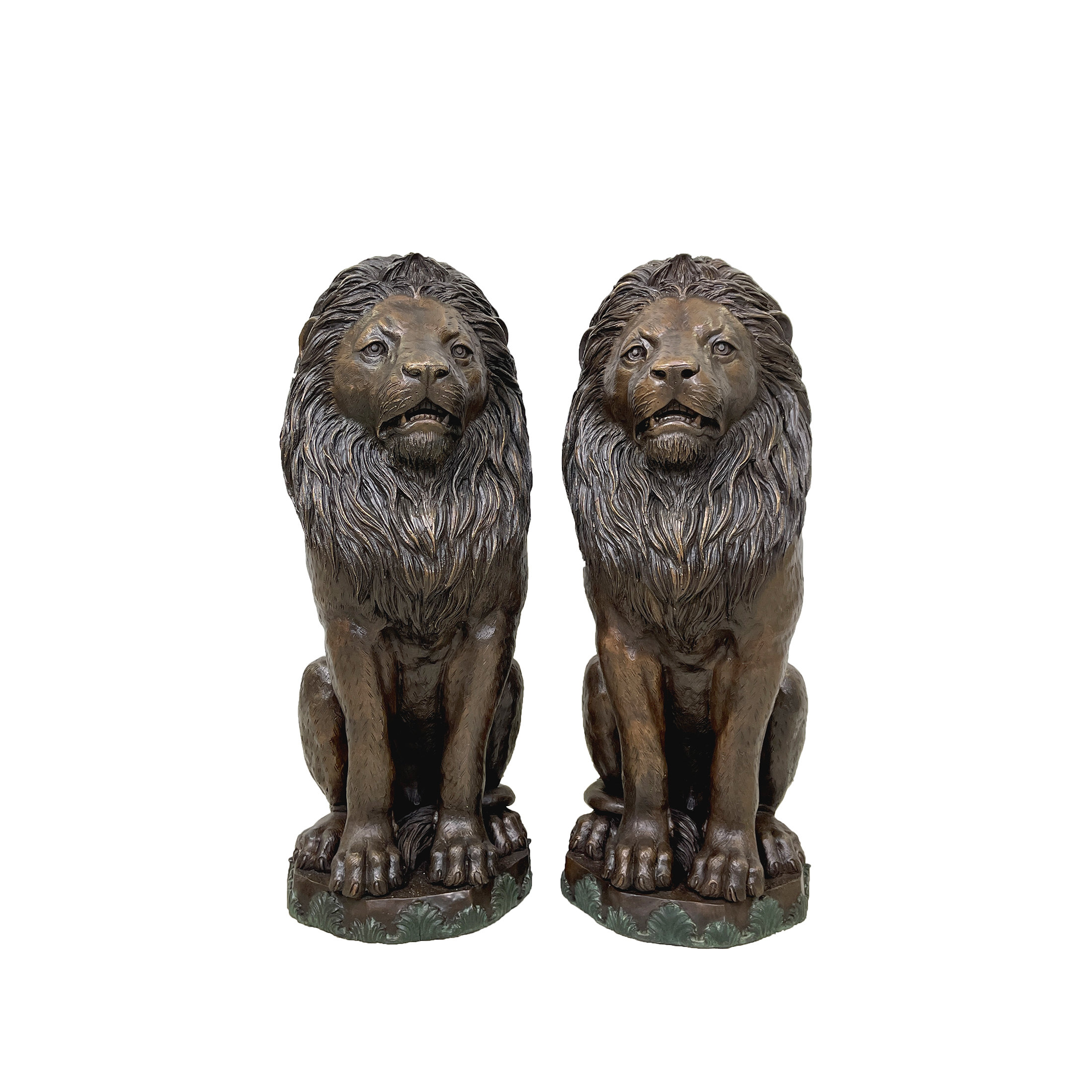 Metropolitan Galleries Sitting Lion 2 Piece Set Garden Statues ...