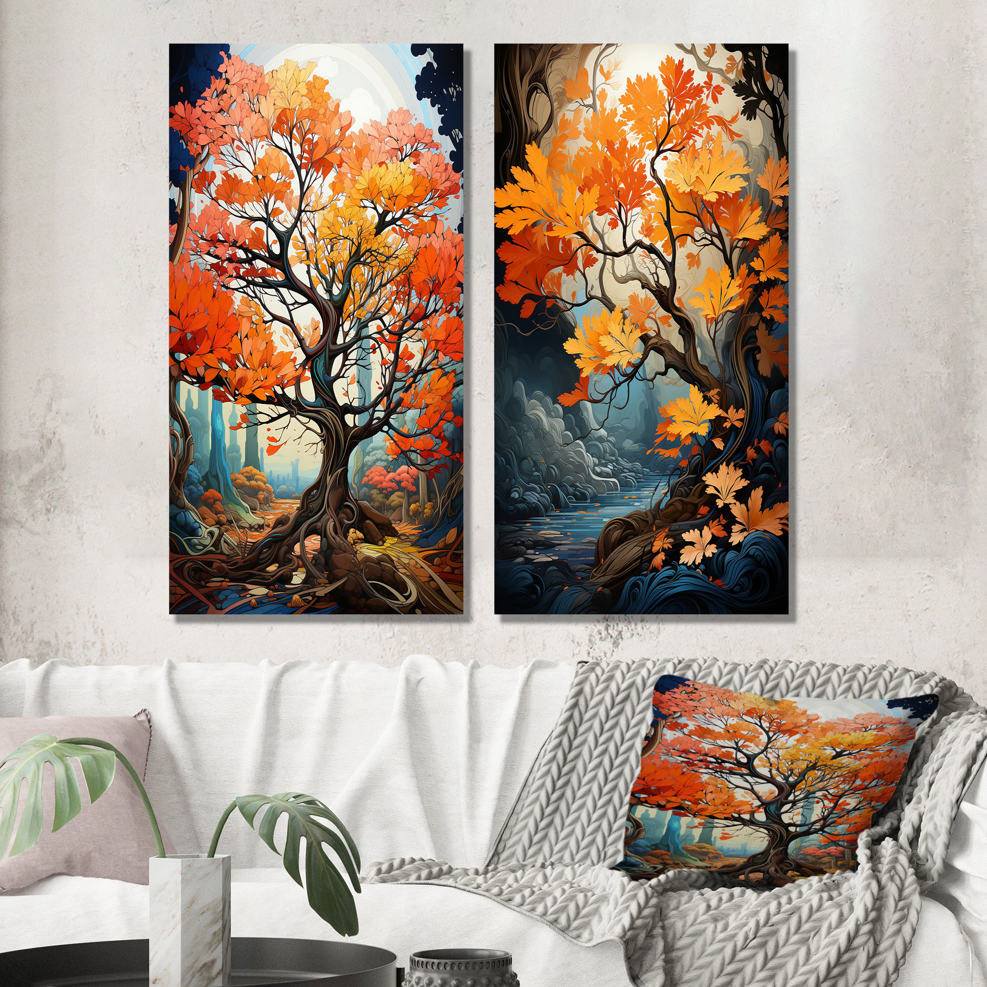 Millwood Pines Maple Tree Neon Vibrancy - Tree Maple Wall Decor Set Of ...