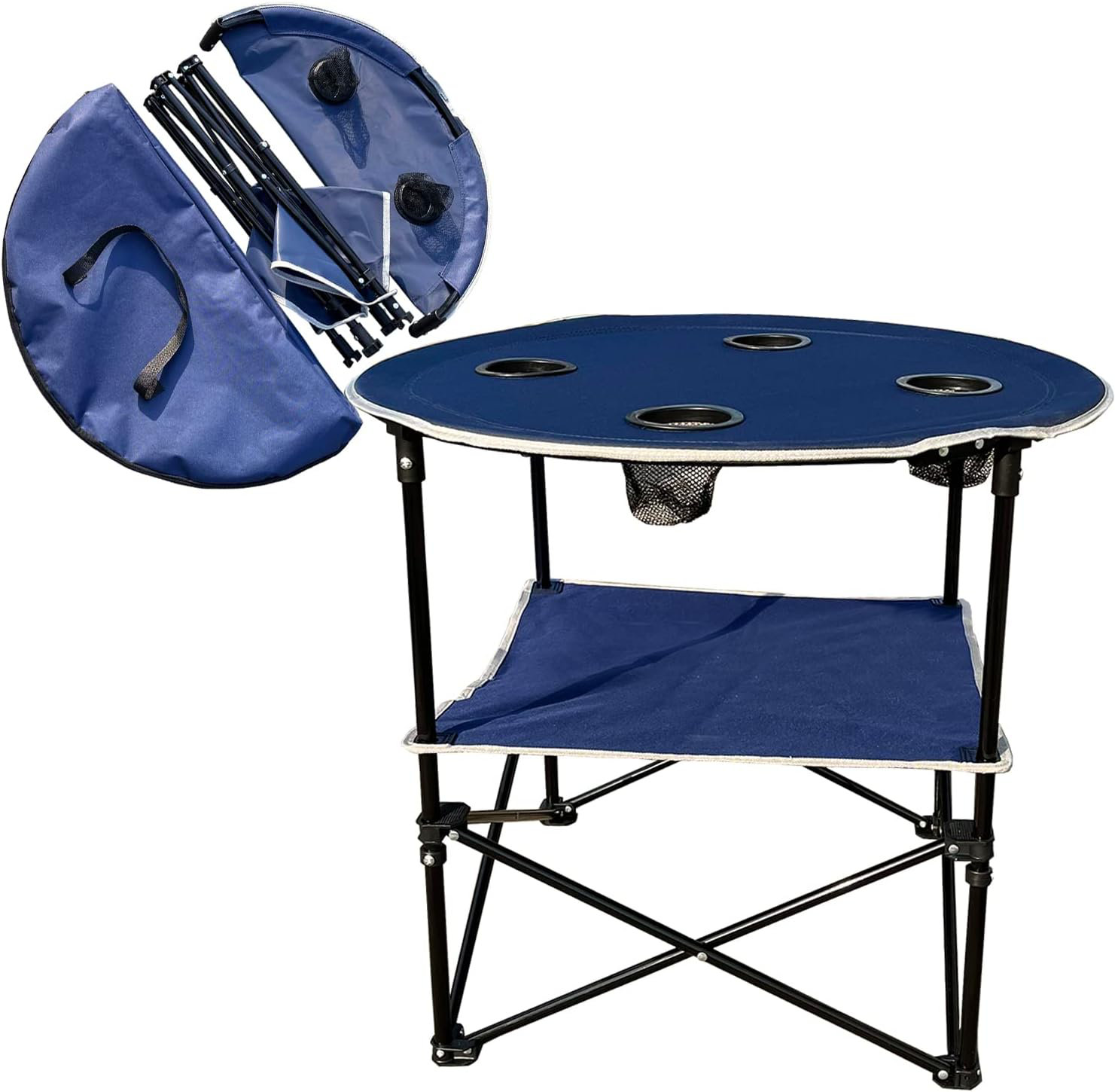 Arlmont & Co. Camping Table & Beach Table, – Portable 2-Tier Foldable ...