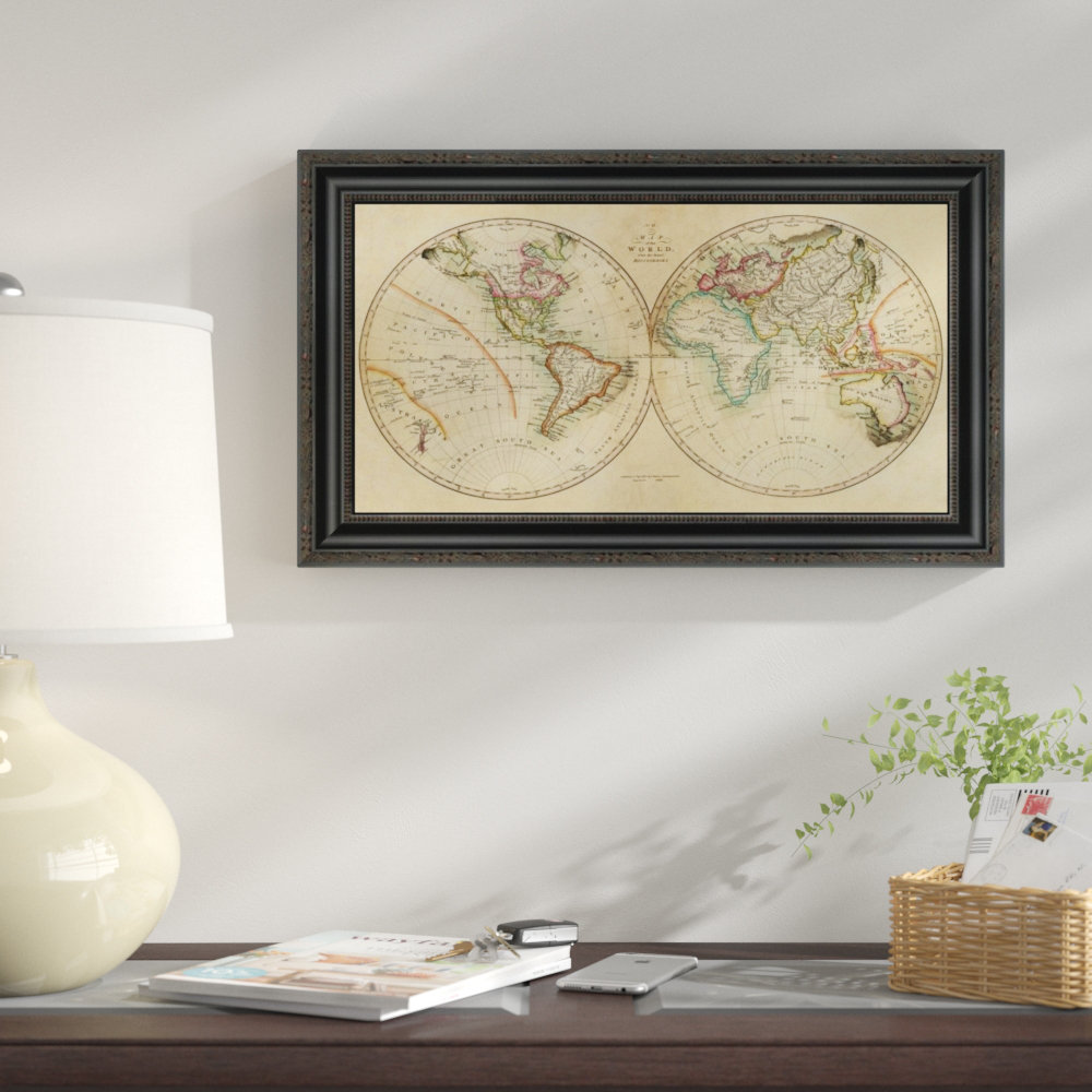 East Urban Home 'Map of the World; 1820' Framed Print | Wayfair