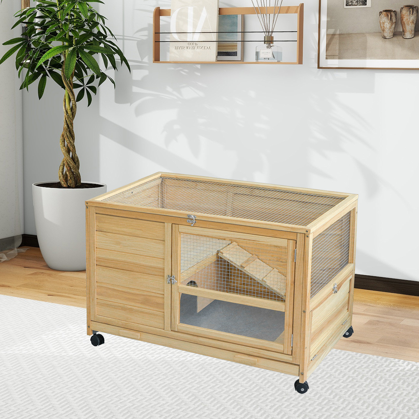 Archie & Oscar™ Small Rabbit Hutch, Rabbit Cage Indoor, Bunny Cage On ...