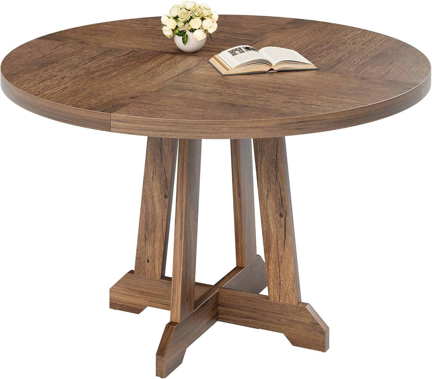 George Oliver 47" Round Dining Table For 4, Wooden Kitchen Table With ...