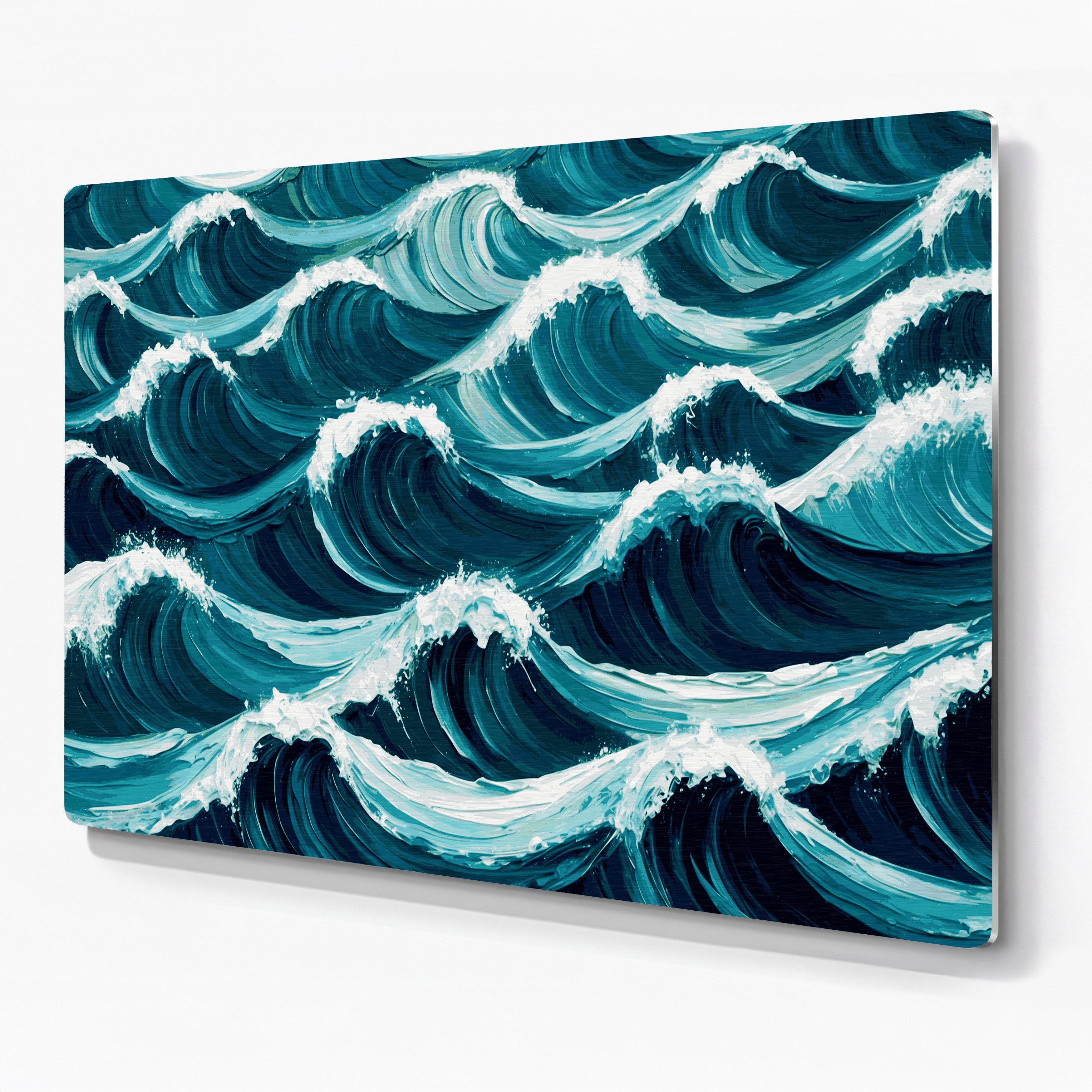 Hokku Designs Coastal Wave Length Plus Green Metal Wall Art - Wayfair ...